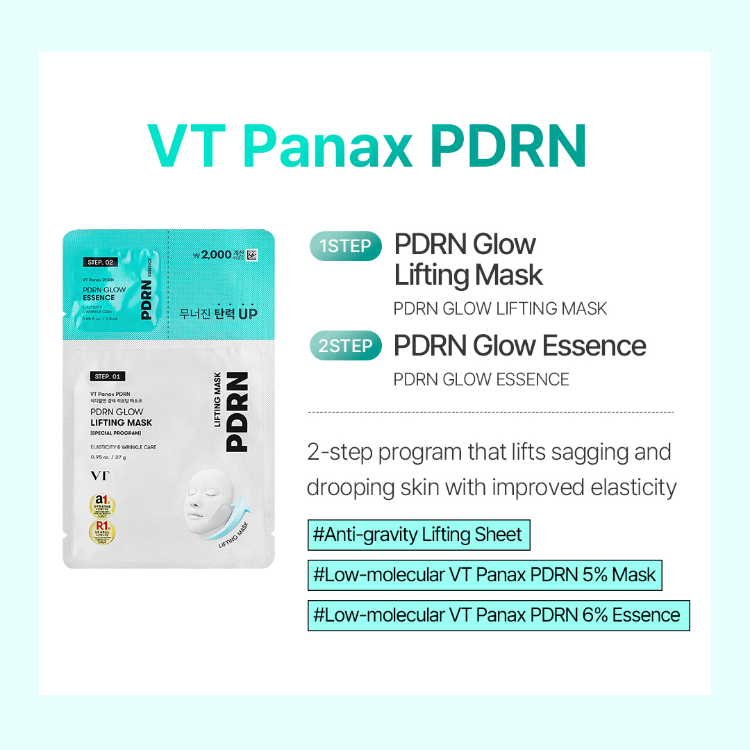 [VT] PDRN Glow Sheet & Lifting Mask Set Vegan PDRN Firming ...