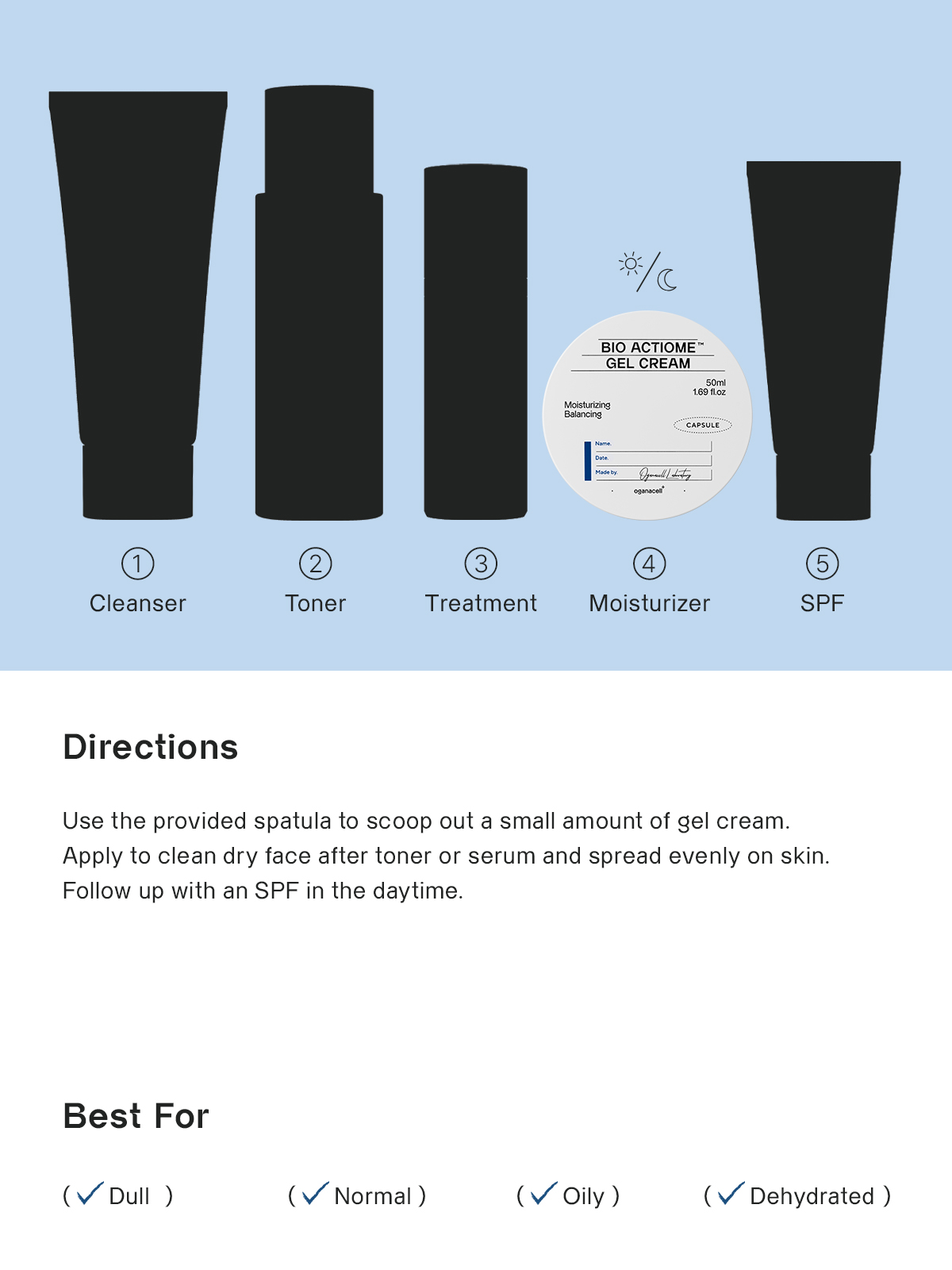 OGANACELL Bio Actiome Gel Cream Whitening And Brightening Moisturizer ...