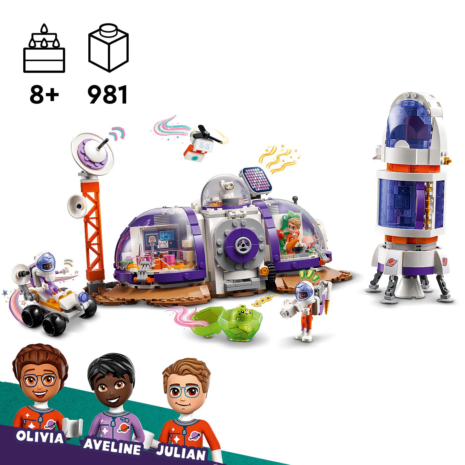LEGO Friends 42605 Mars Space Base and Rocket Building Set Toys (981 ...