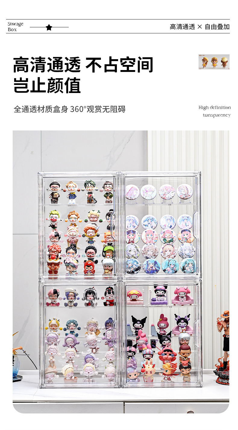 Full Acrylic Display Box w/ Shelf | POPMART Zimomo Labubu Blindbox ...