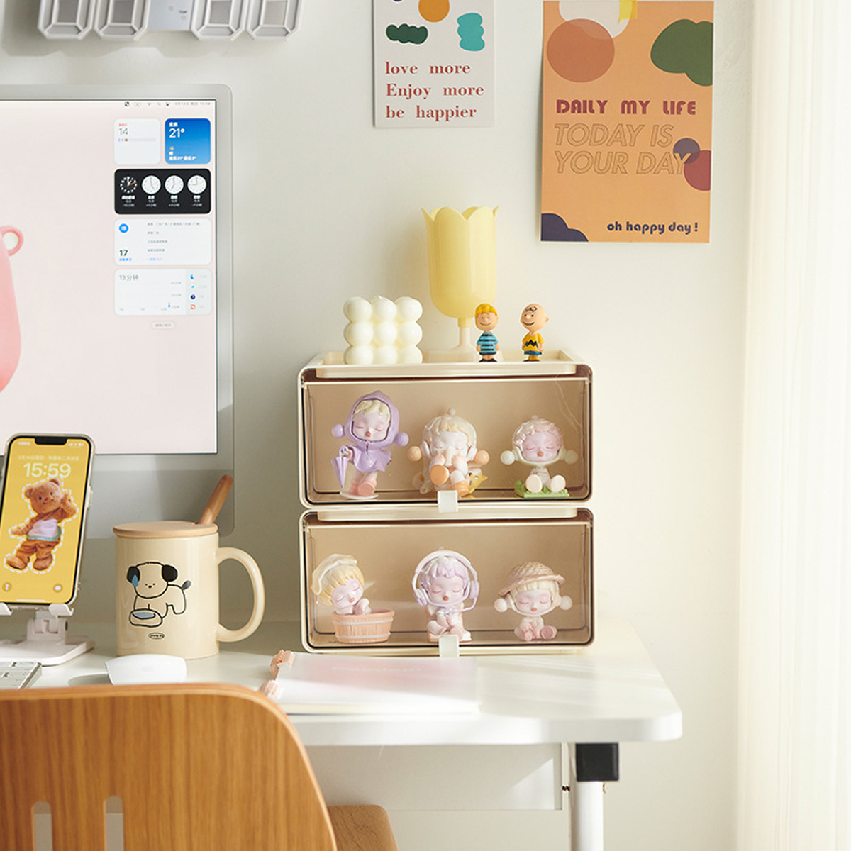 Desk Organiser Display Case for Blind Box Figurine Display Box 2 In 1 ...