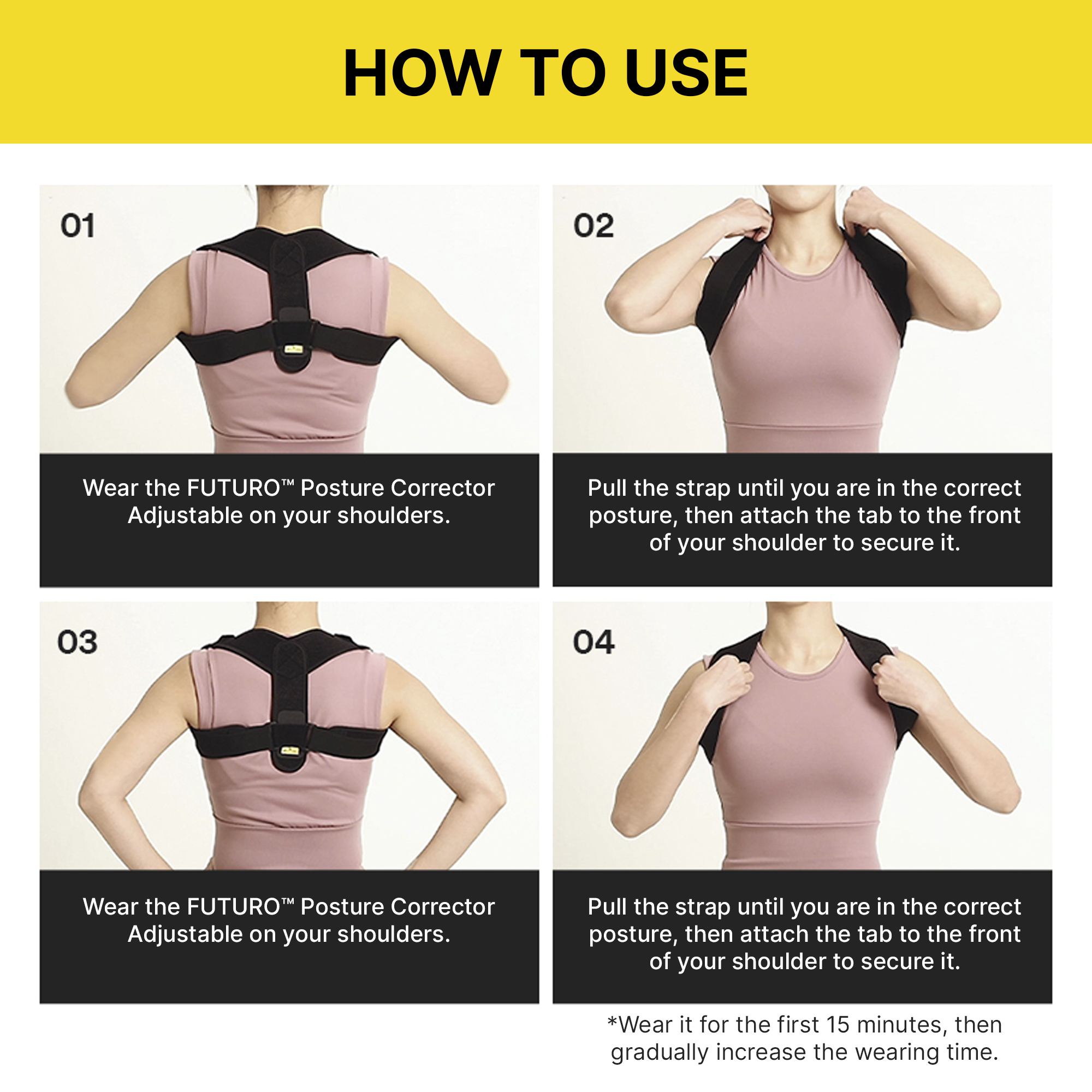 3M Futuro Posture Corrector - Adjustable One Size for Shoulder and Back ...