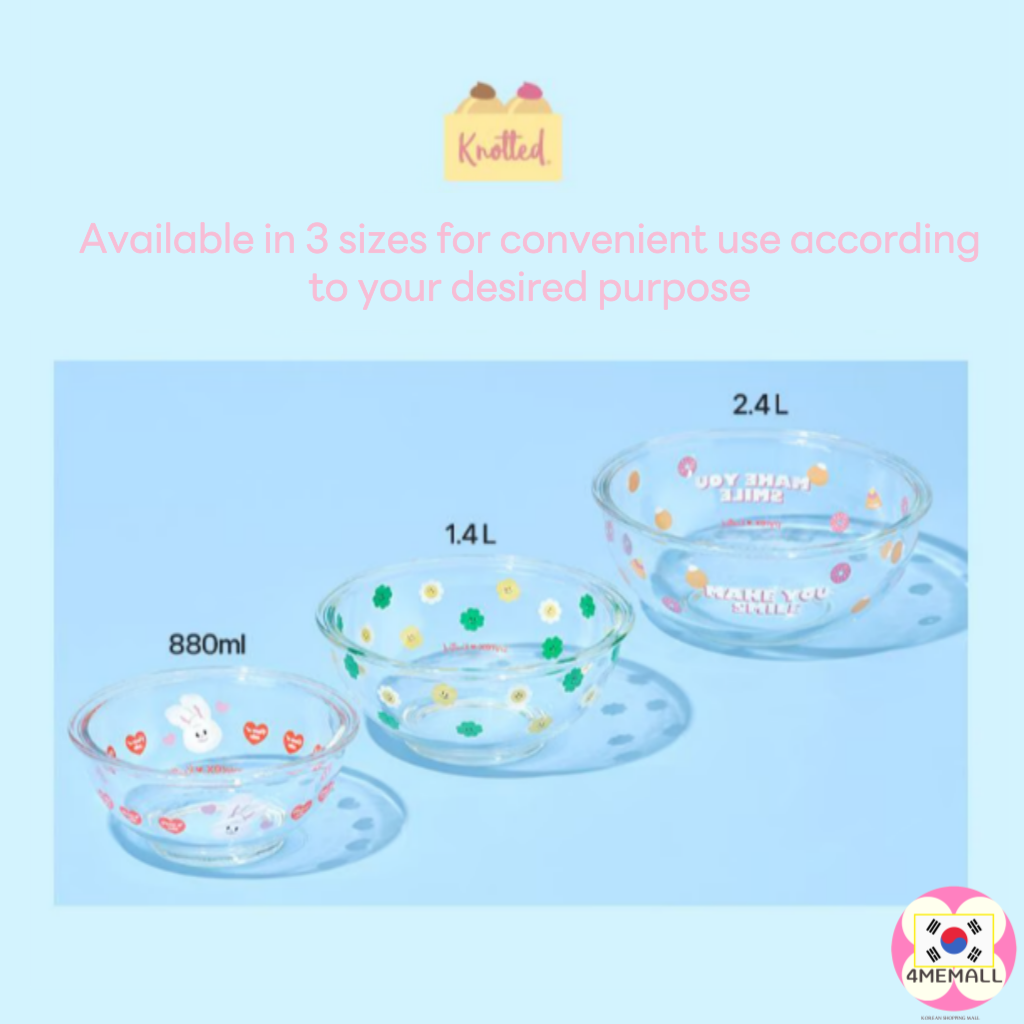 [ Pyrex × Knotted ] by Corelle Brands Glass Mixing Bowl 880ml 1.4L 2.4L Gift Baker Supplies ...