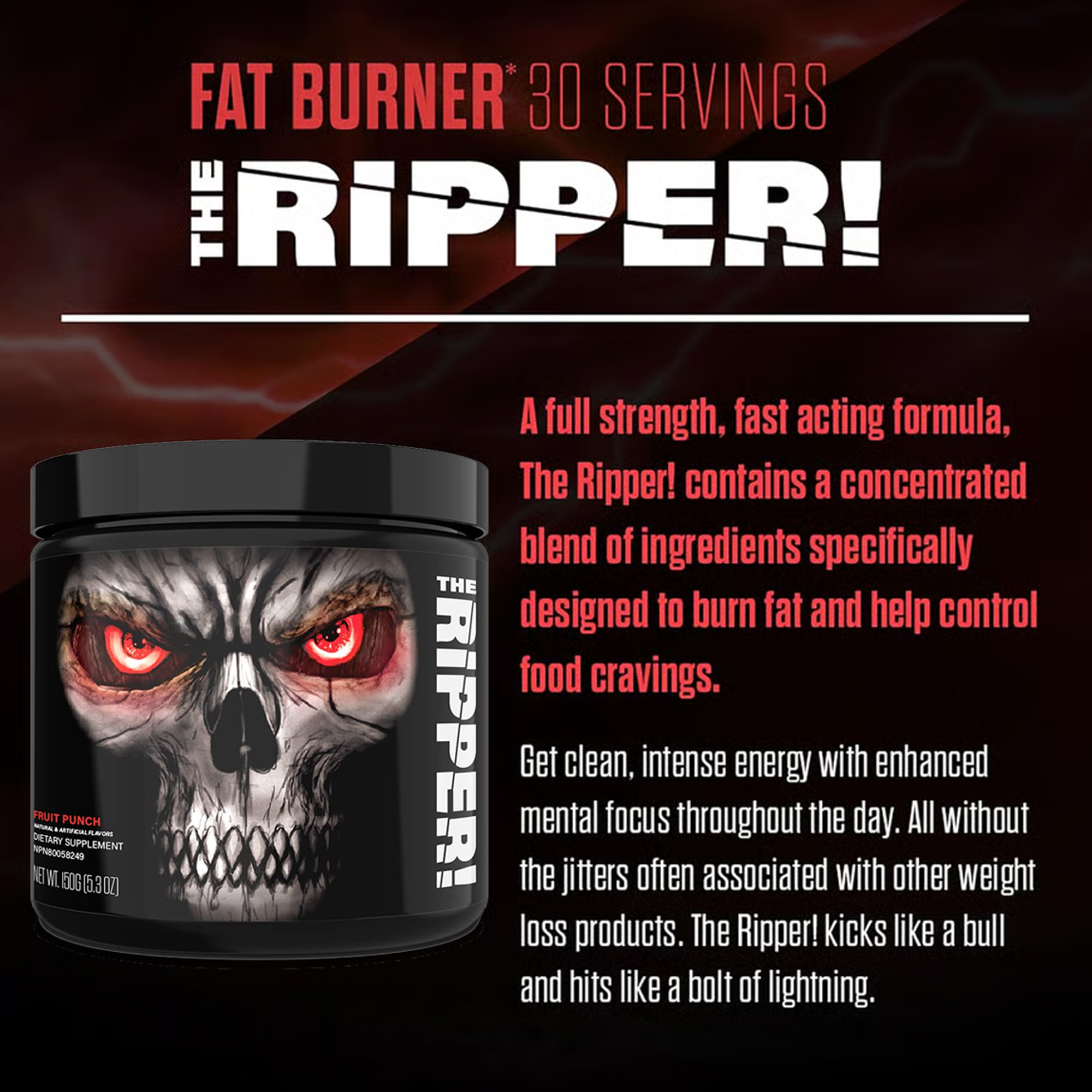 EXP 2027 JNX Sports The Ripper Fat Burner Pre Workout Weight Loss ...