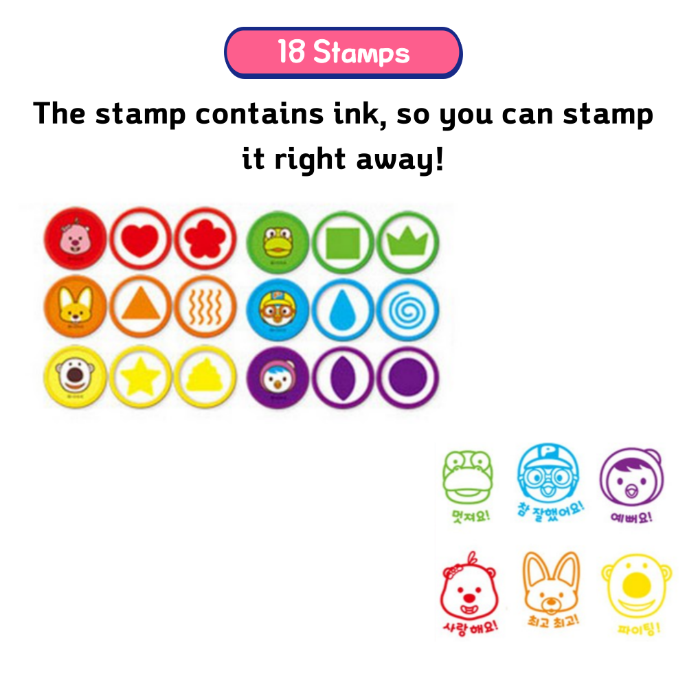 Pororo Stamp Playbook Kids Stamp Set Kids Stamping Book Educational ...