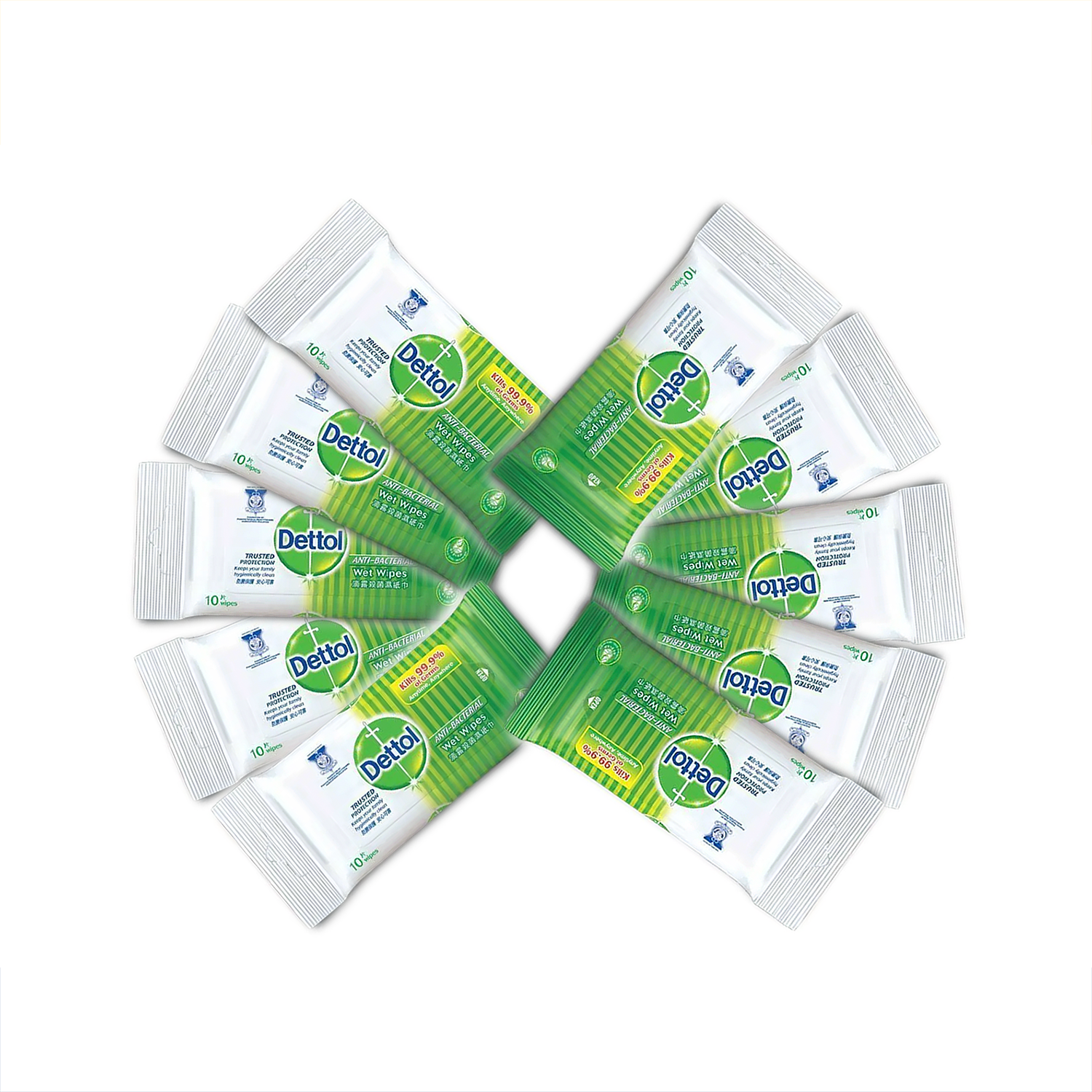 (Bundle of 10) Dettol Anti-Bacterial Wet Wipes 10s | Shopee Malaysia