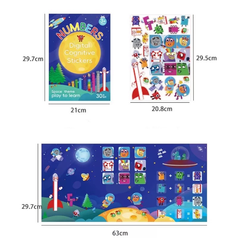 Numberblocks reusable sticker book kids math learning toys | Shopee ...