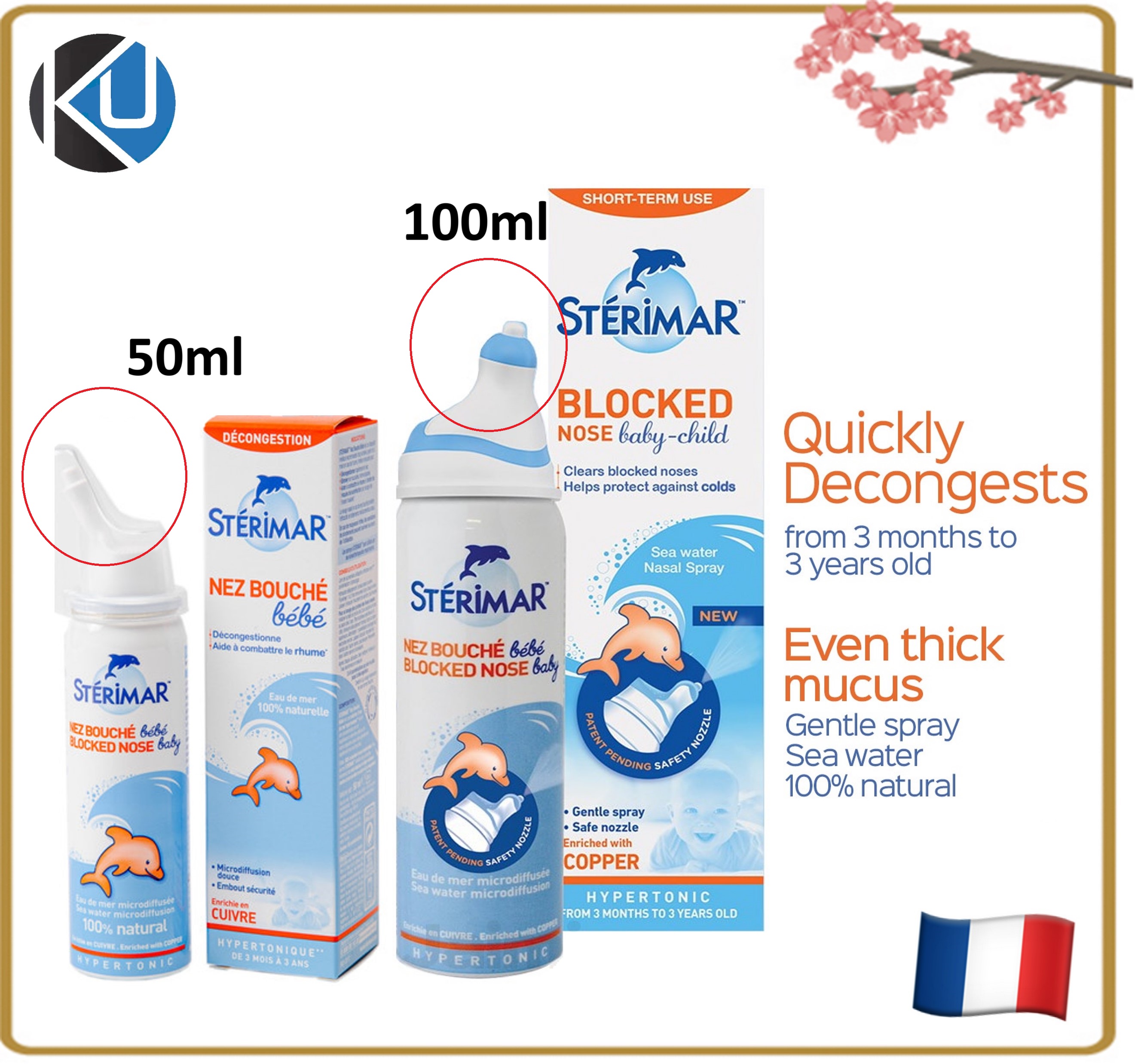 STERIMAR Blocked Nose for Baby Nasal Hygiene 50/100ml Cleansing Little ...