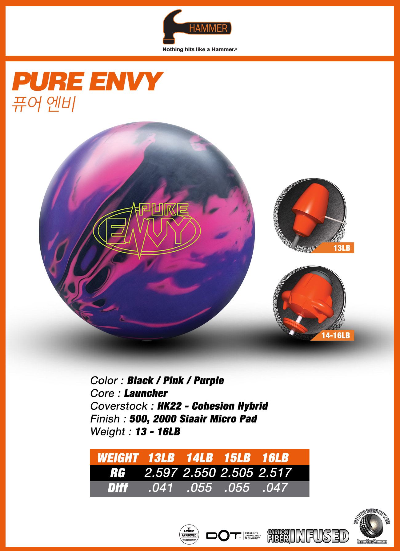 Hammer Pure Envy Bowling Ball | Shopee Malaysia