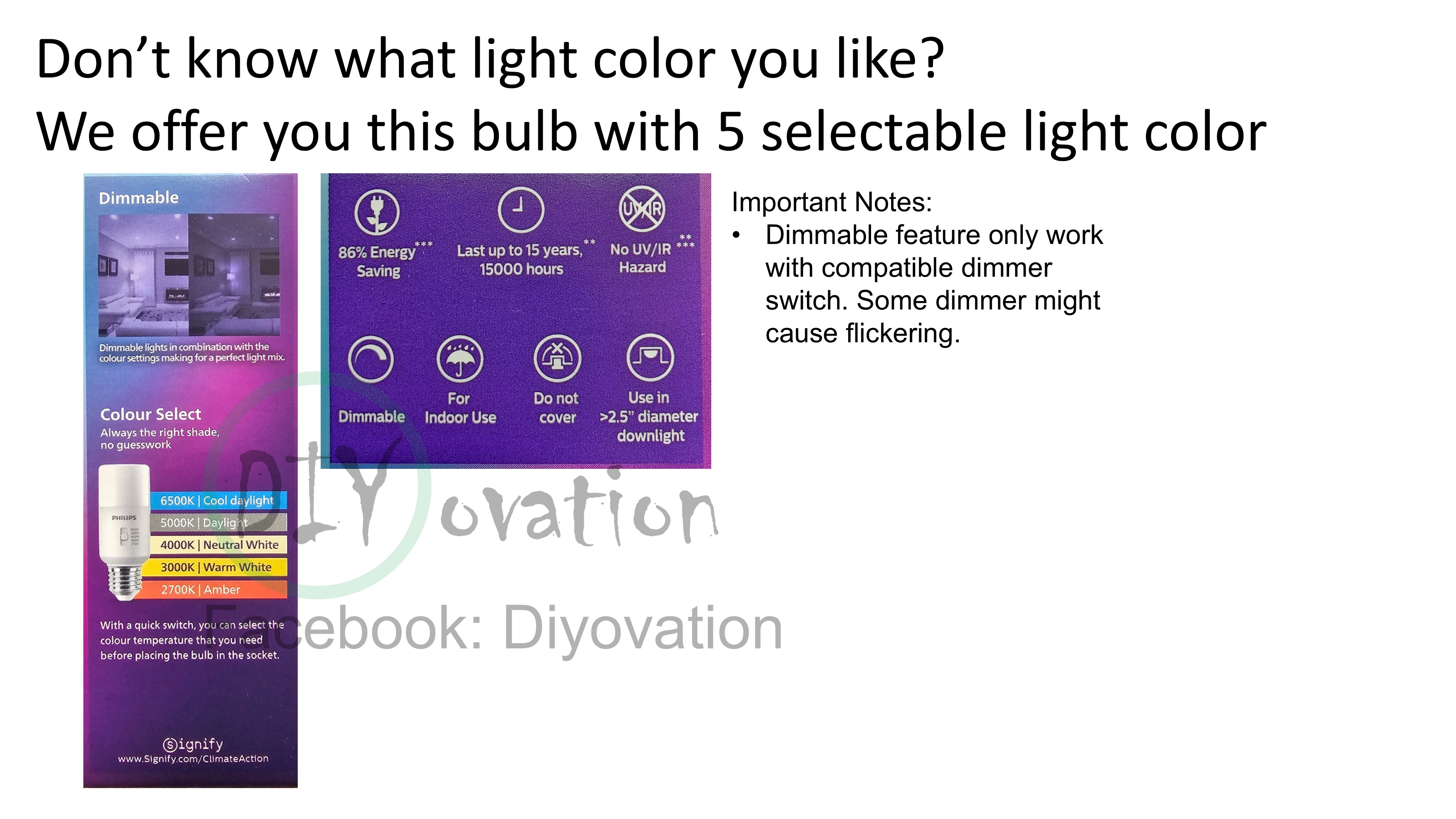 Philips 10W/ 14W E27 LED Stick bulb/ 5 Selectable Light color ...