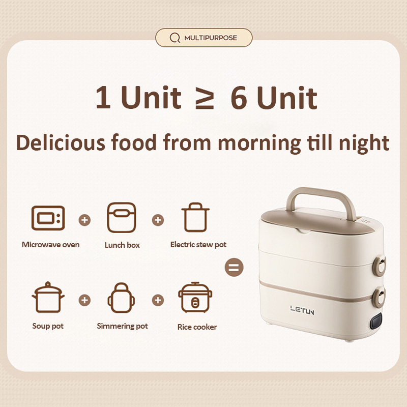 VIVA 4-in-1 Electric Lunch Box Portable Food Warmer & Heater Set | 1.2L ...