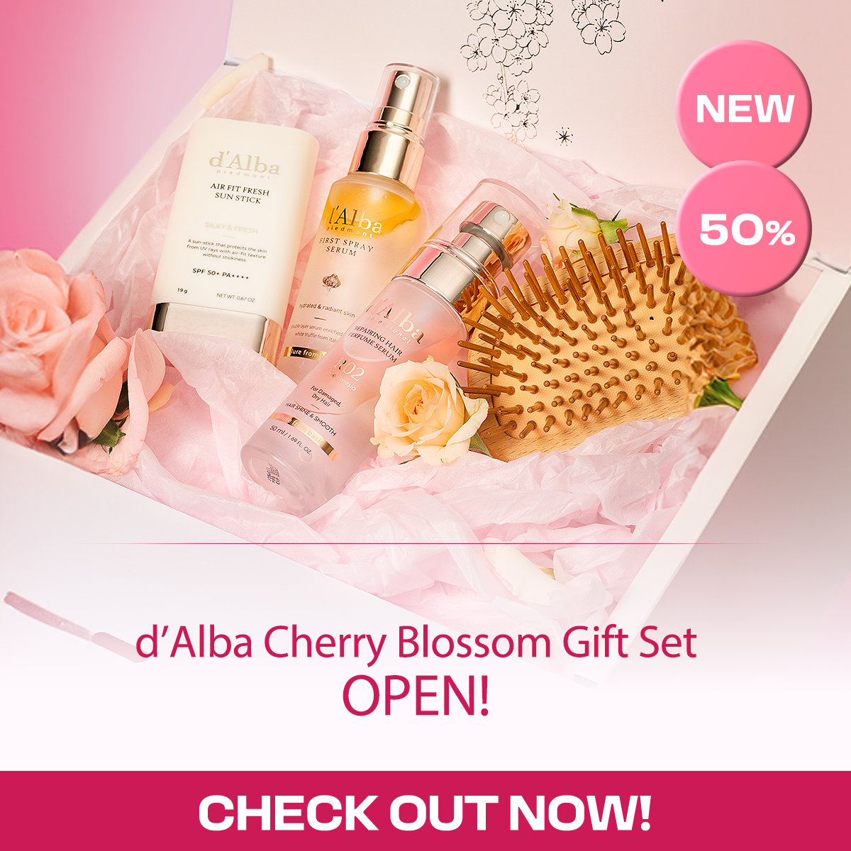 [d'Alba] d'Alba Cherry Blossom Gift Set (First Spray Serum 50ml, Sun ...