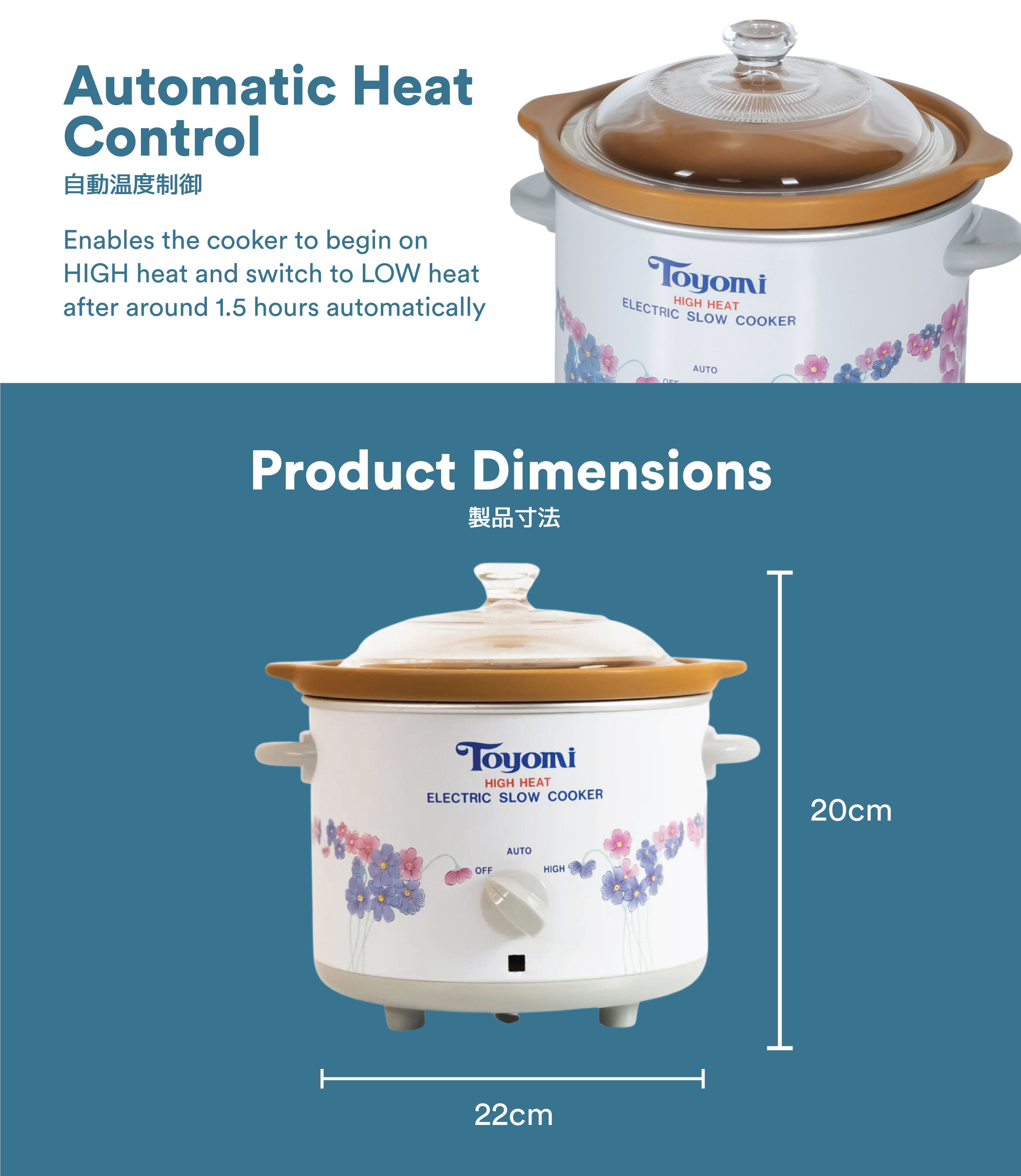 TOYOMI Electric High Heat Slow Cooker 1.2L - HH 1500A (Crockery Pot ...