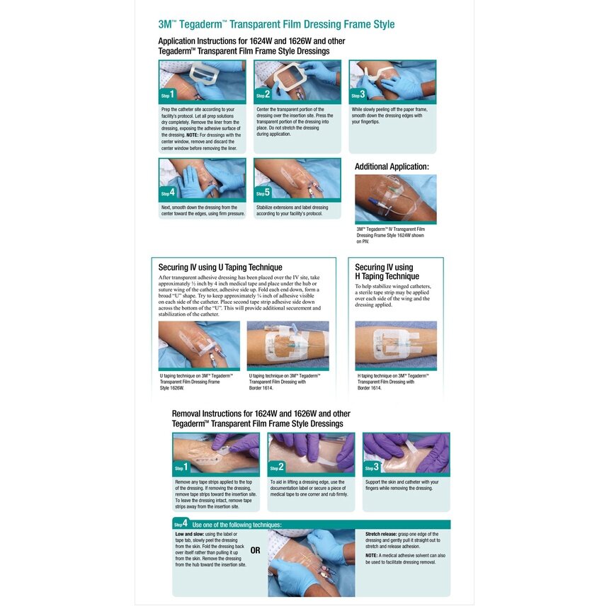 3M Tegaderm Transparent Film Dressing Frame Style 1PCS / 1622W, 1624W ...