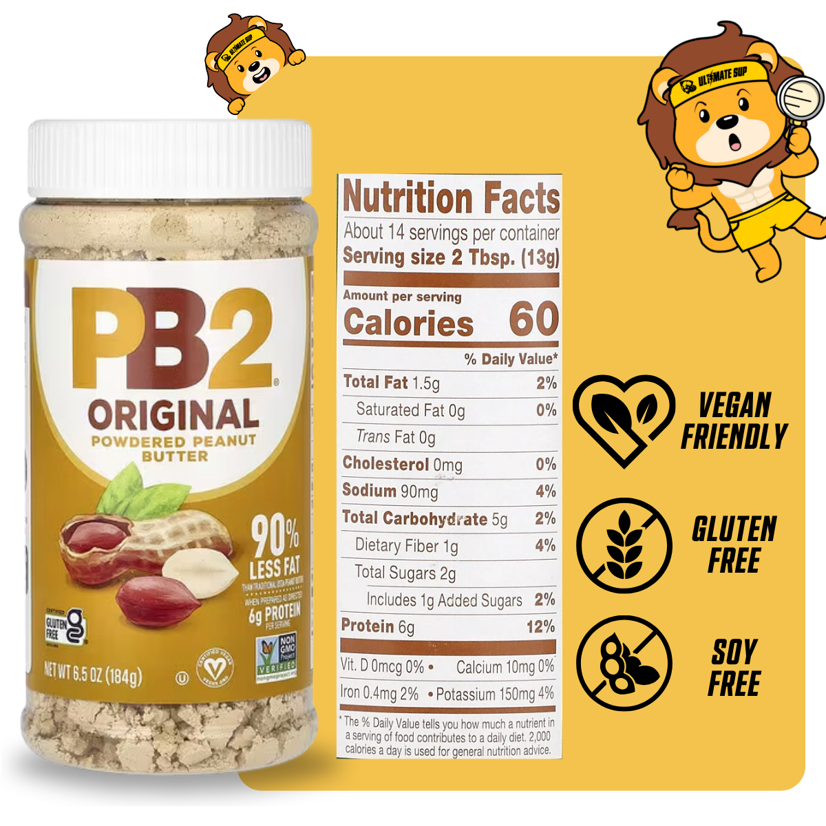 PB2 Foods, The PB2, Powdered Peanut Butter, 6.5 oz (184 g), 16oz (454 g ...