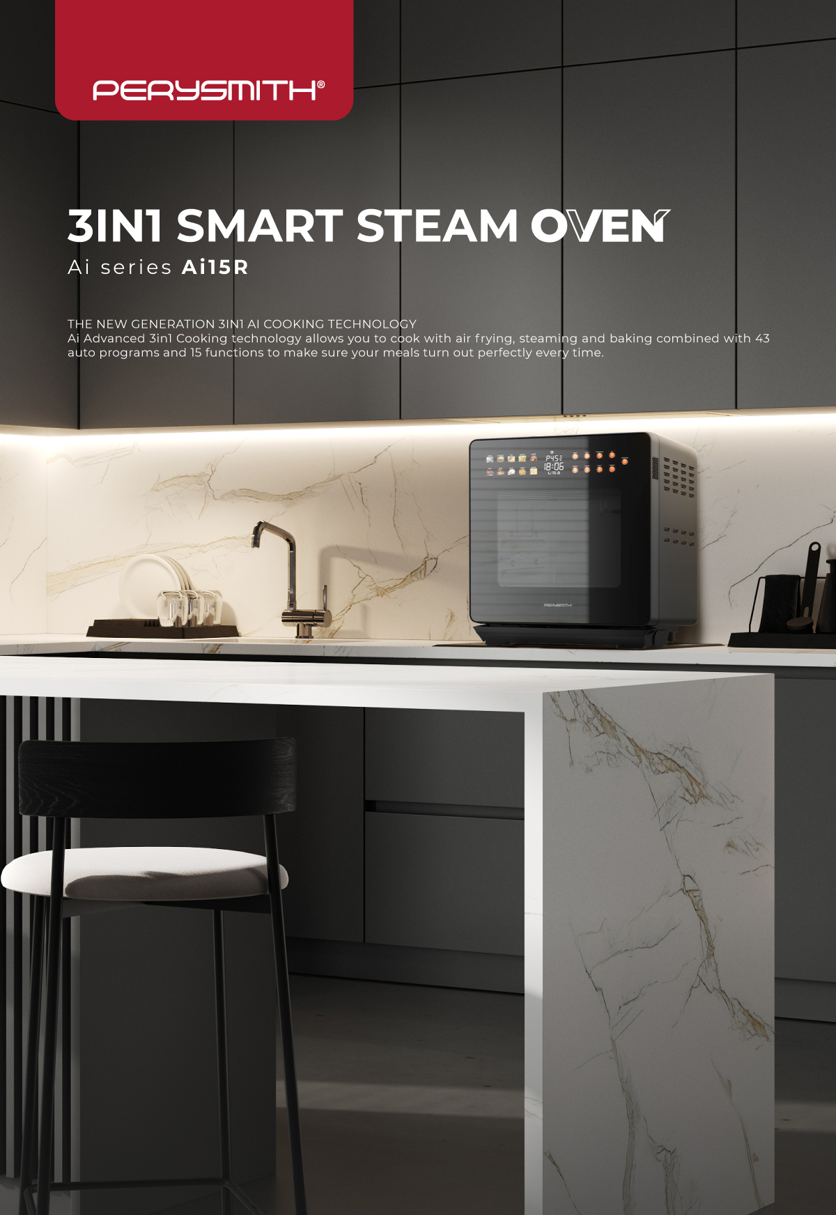PerySmith 3-In-1 Multifunctional Steam Oven 18L | Steamer/Roast/Oven ...