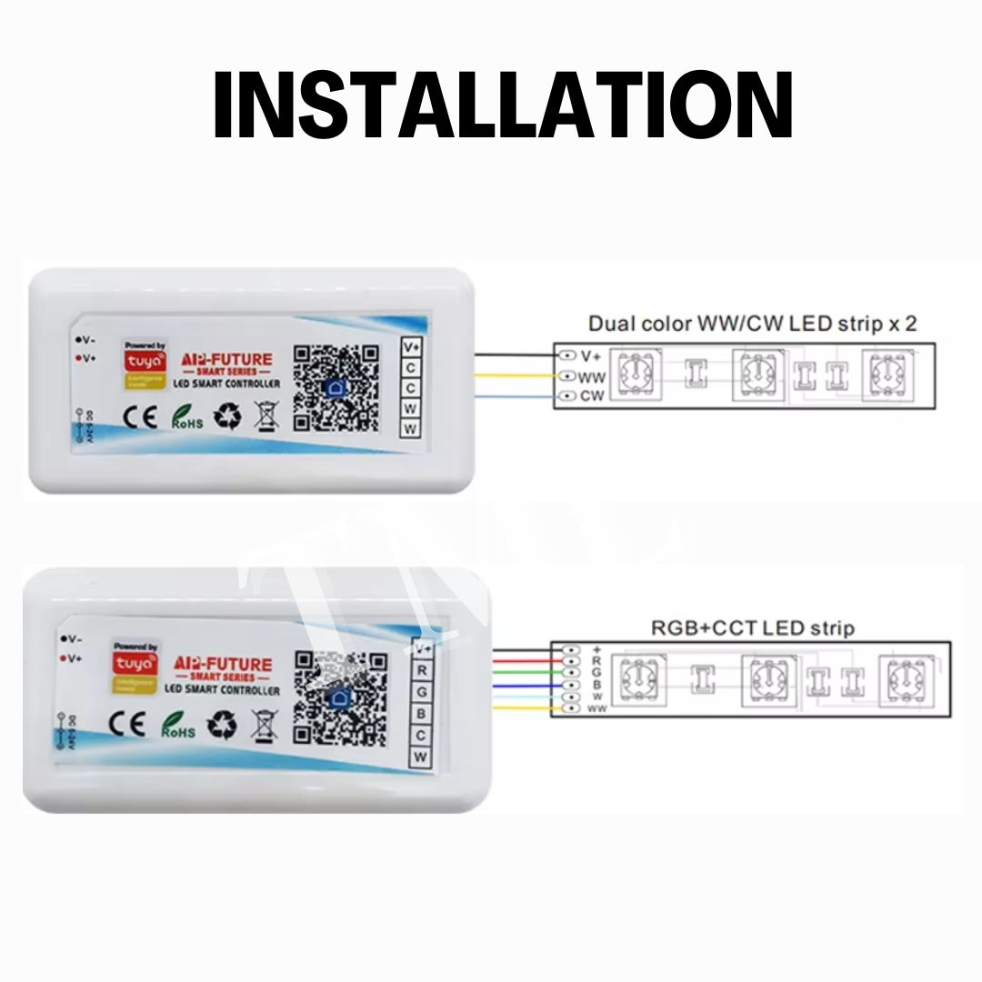 LED Strip Light Smart Controller Wifi Tuya CCT RGBCCT 12V 24V | Shopee ...