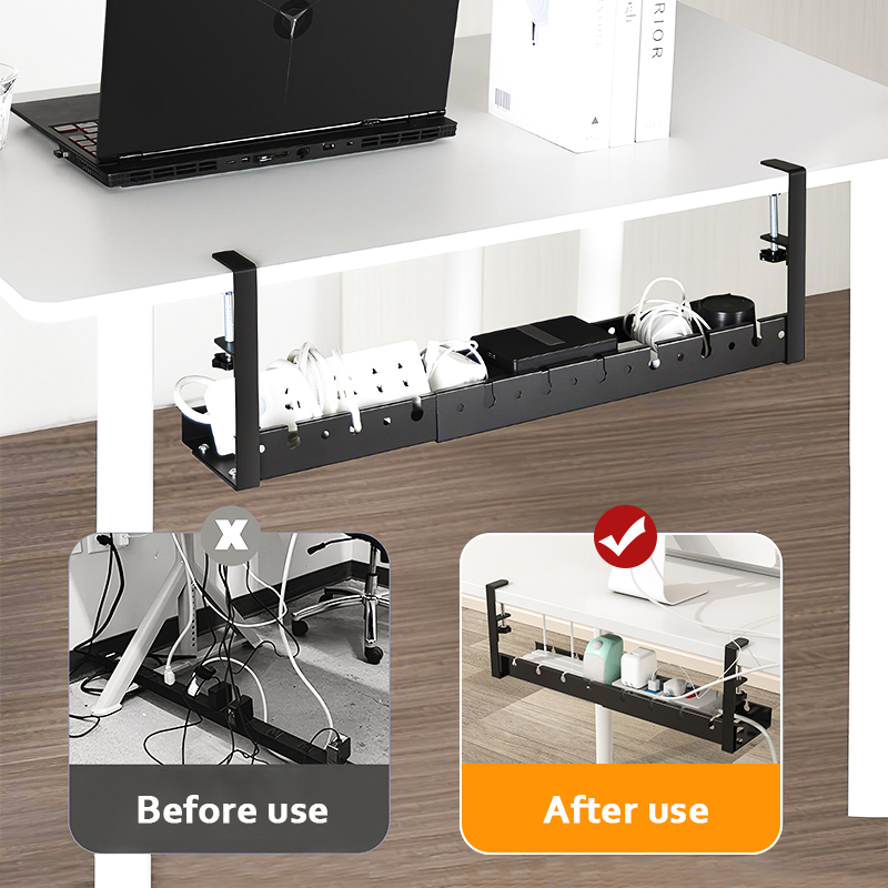 No punch Under Table Cable tray/Home Office Table Organiser Wire Plug ...