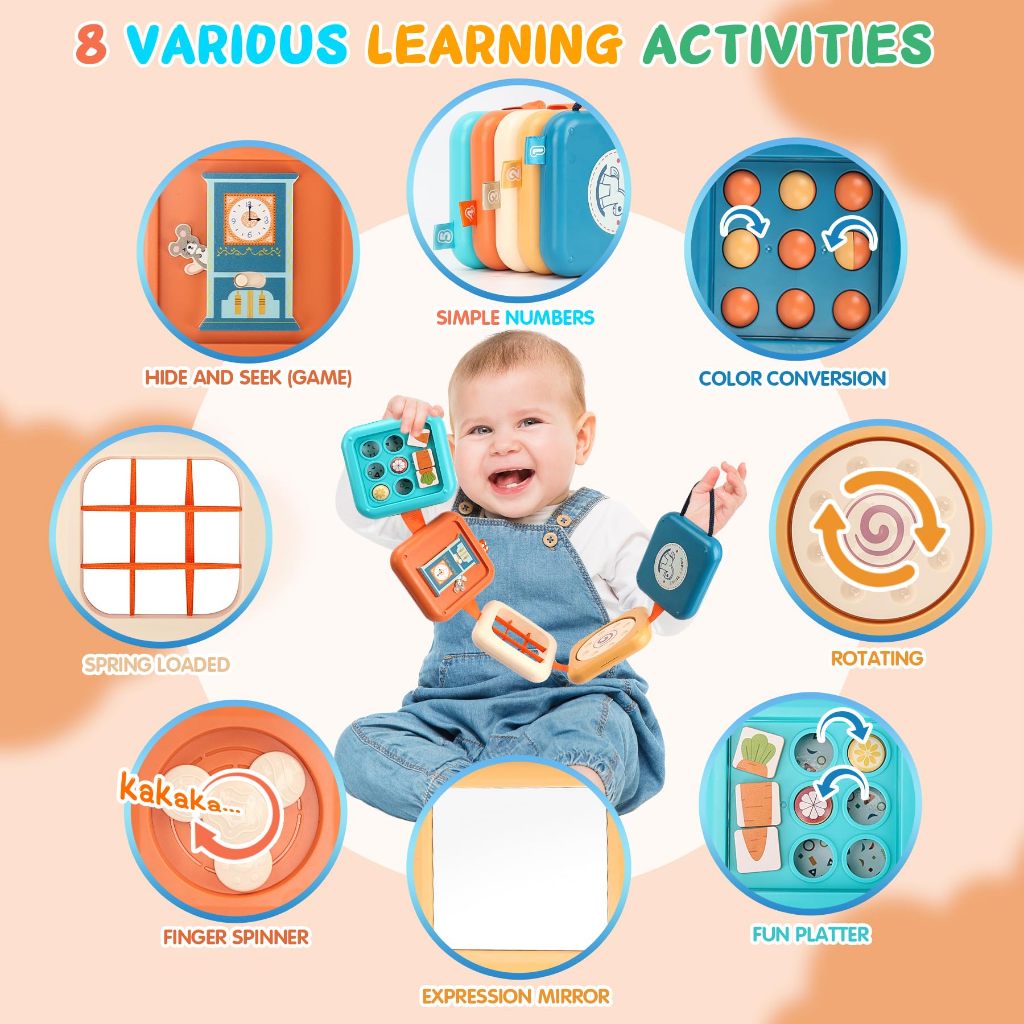 SG Baby Busy Board Montessori Toys 8 Various Learning Activities For 1 ...