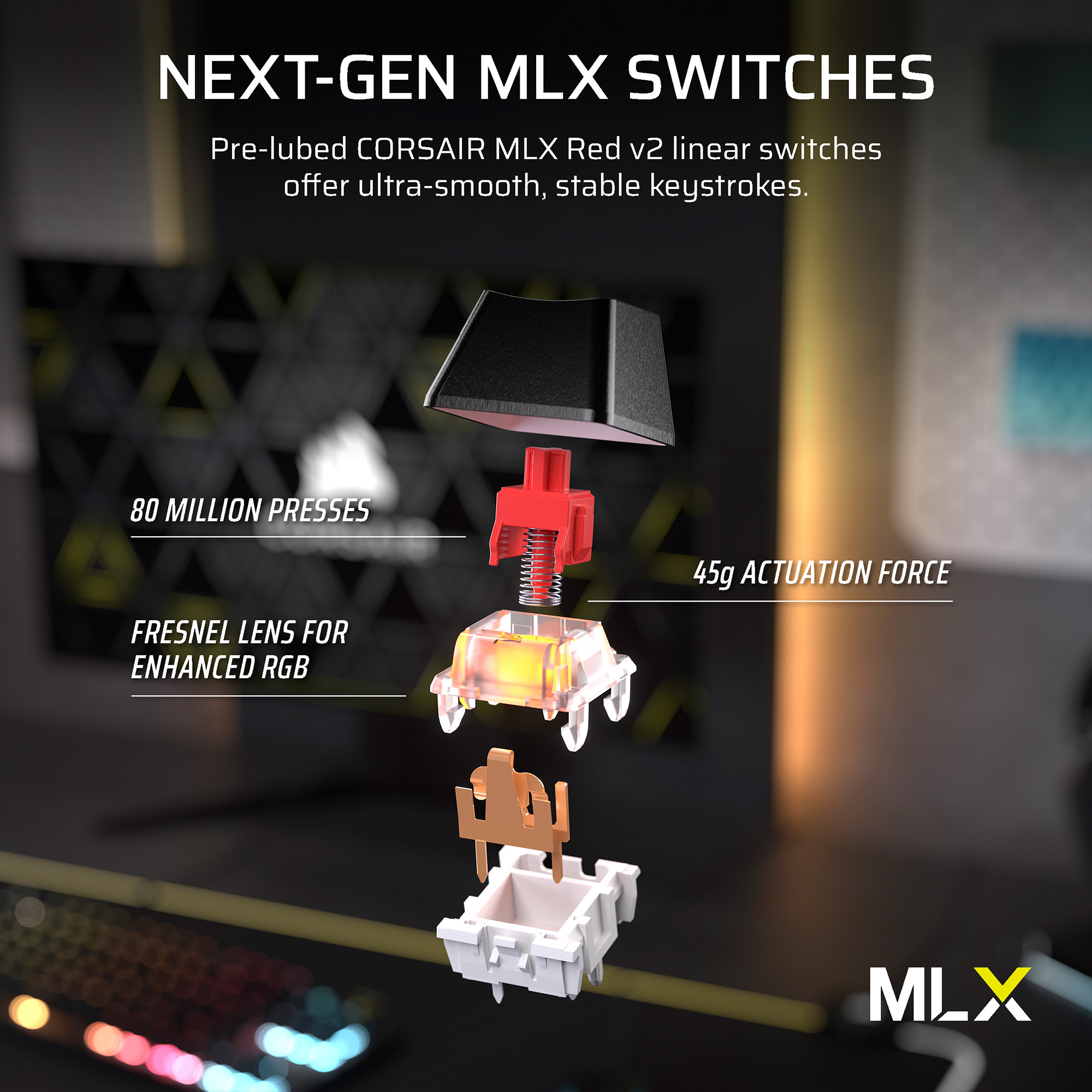 CORSAIR K70 CORE TKL RGB Mechanical Gaming Keyboard - CORSAIR MLX Red ...