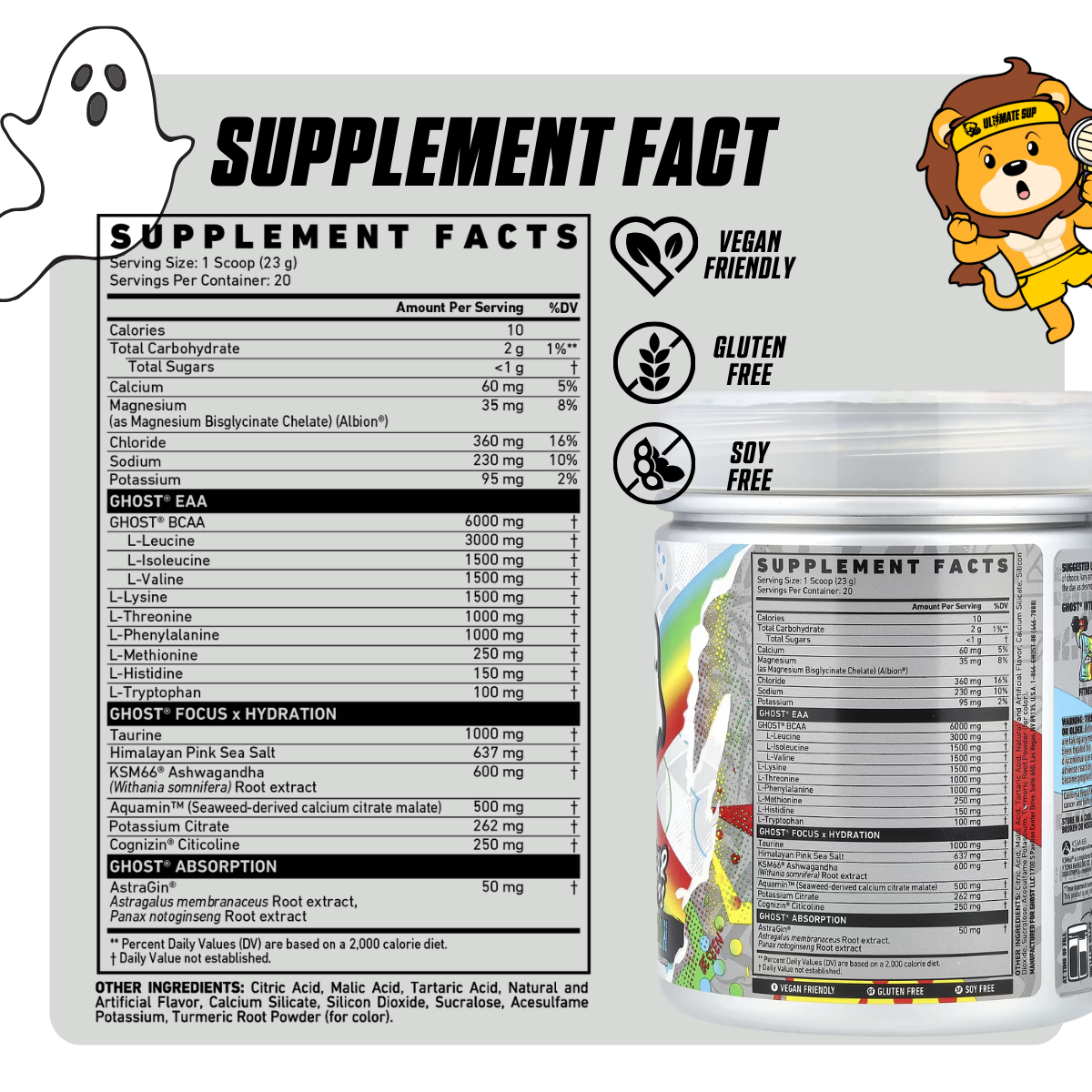 GHOST INTRA, Amino Acid, EAA, Muscle Recovery, Sour Strips Rainbow ...