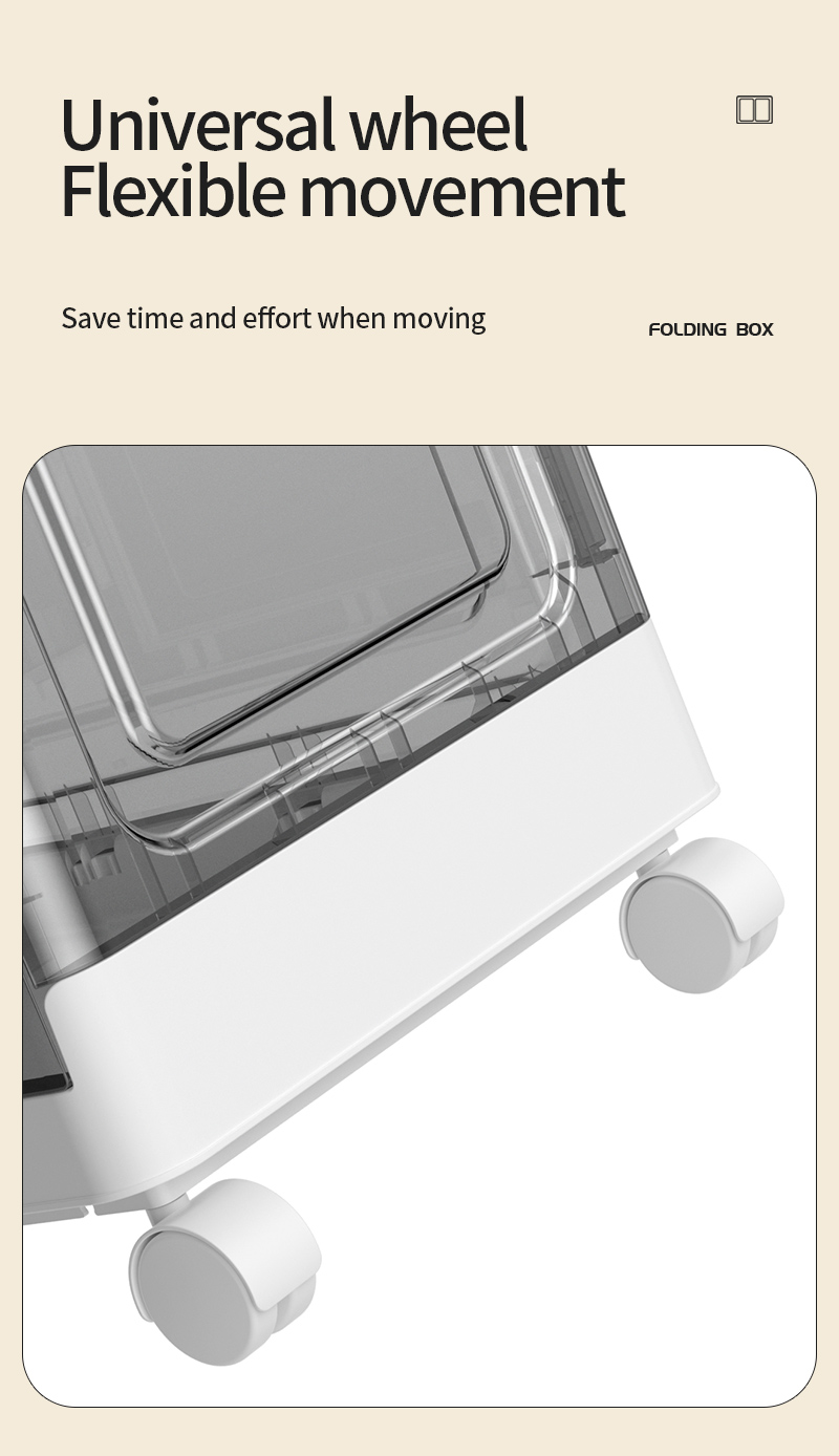 Foldable Stackable Storage Box with Wheels | Double Door | Transparent ...