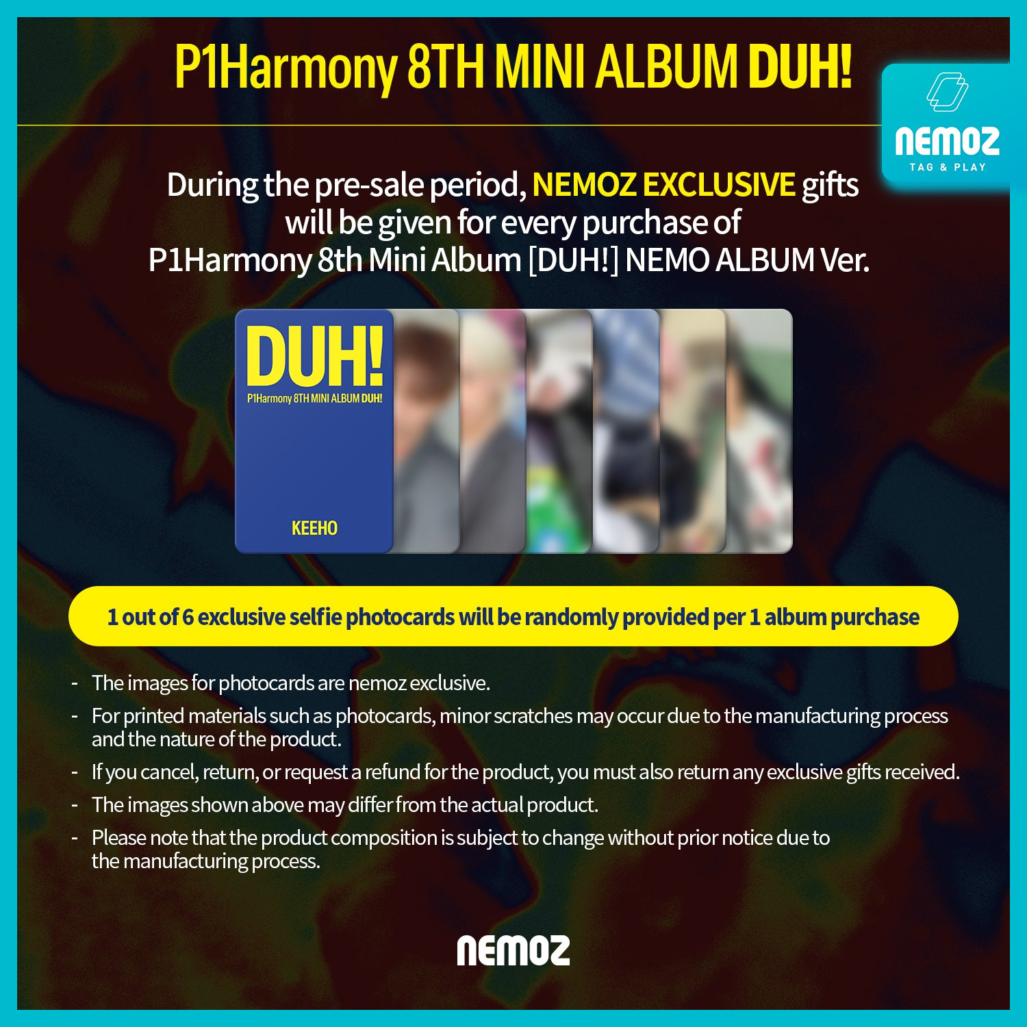 P1Harmony - 8th Mini Album [DUH!] (NEMO ALBUM Ver.) | Shopee Malaysia