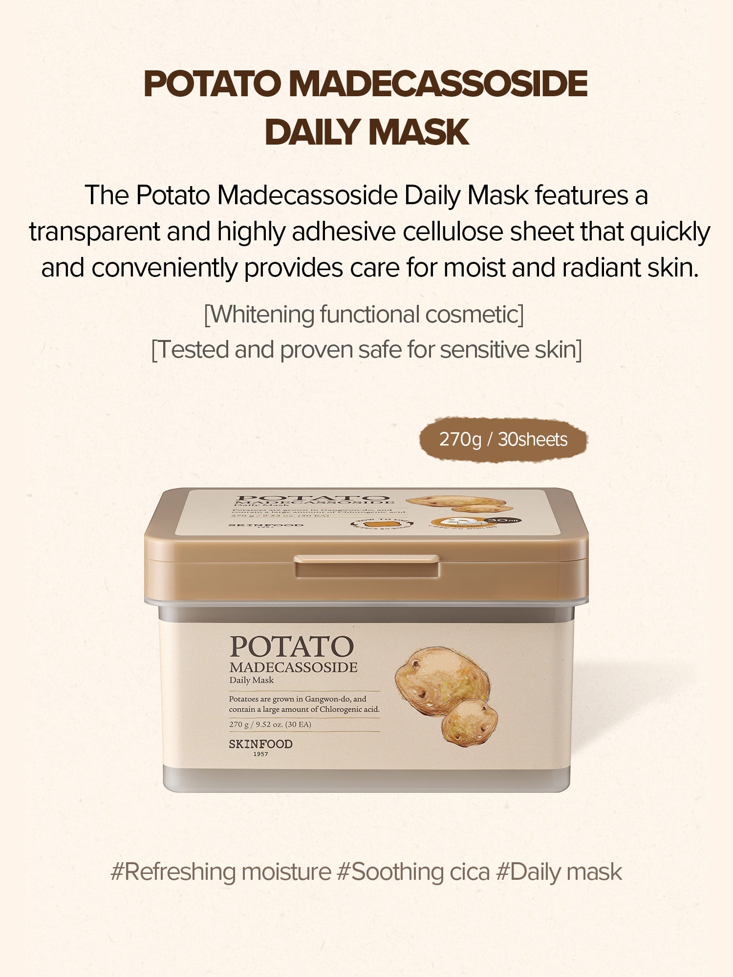[SKINFOOD Official] Potato Madecassoside Daily Mask 30ea / Skin ...