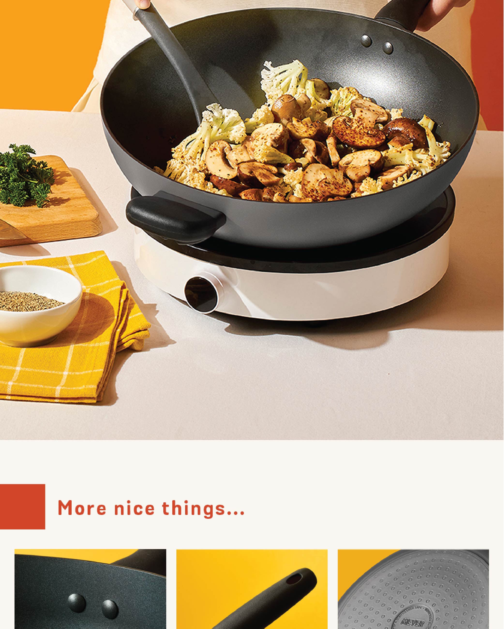 Meyer Bauhaus Series Nonstick Induction 28cm/30cm Stirfry with Helper ...