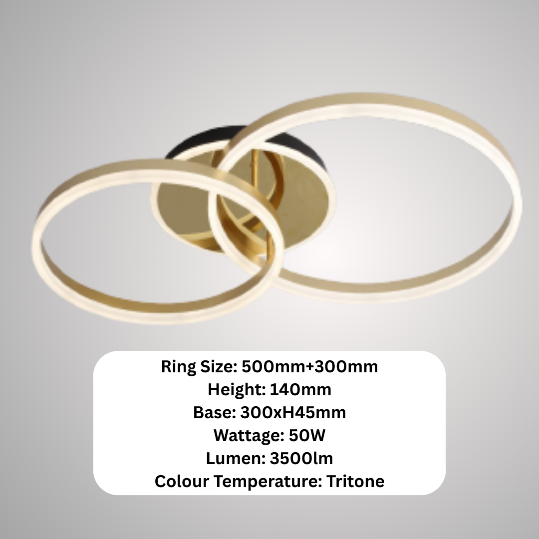 Premium Gold Luxurious LED ceiling light Single Ring Dual Ring | Shopee ...