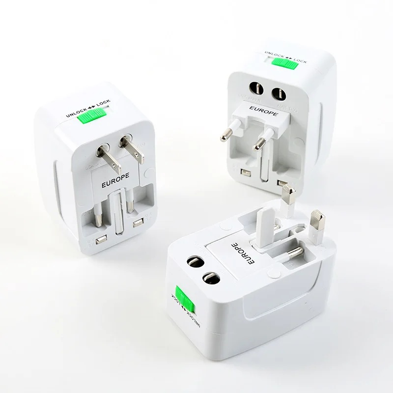 All in One Universal International Plug Adapter 2 USB Port World Travel AC Power Charger Adapter ...