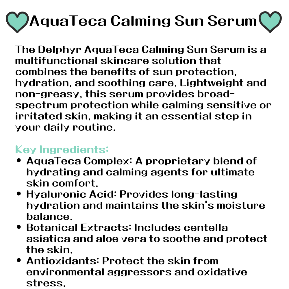 delphyr AquaTeca Calming Sun Serum 30ml/50ml for UV Defense | Shopee ...