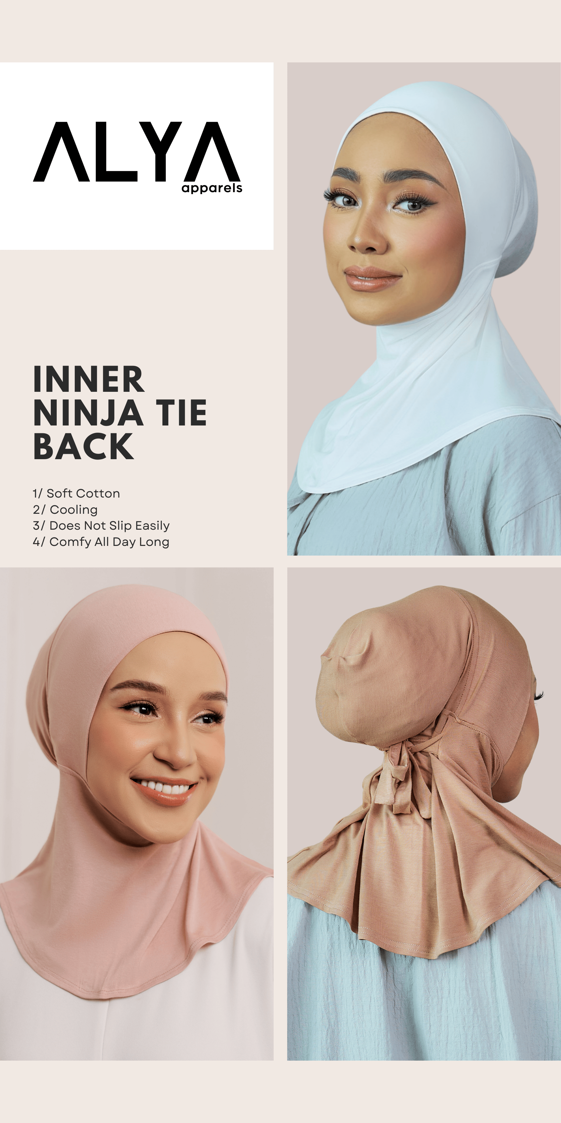 Inner Ninja Tie Back ( Alya Apparels / Premium Cotton / Snowcap ...