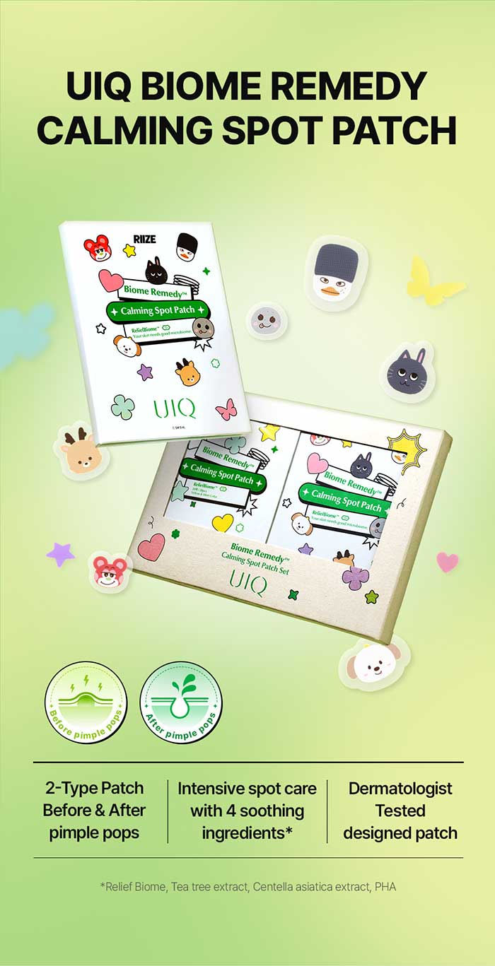 UIQ x RIIZE Biome Remedy™ Calming Spot Patch with RIIZE post card set, Character patch, spot ...