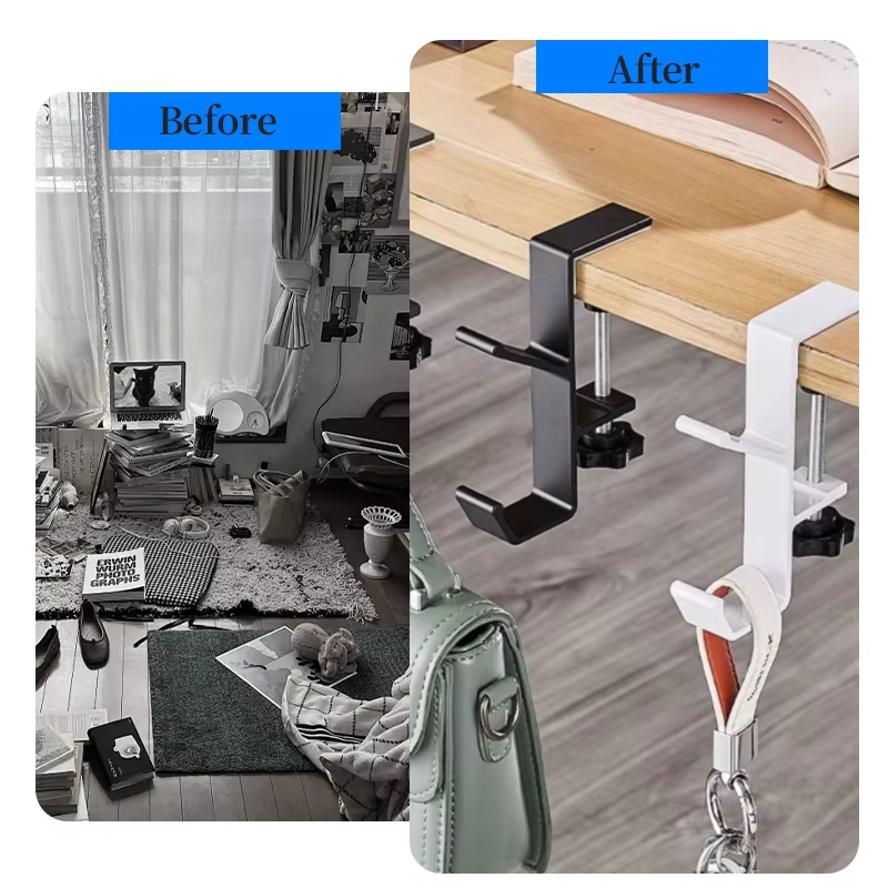 Adjustable Desk Edge Hook Without Punching Office Desktop Edge Hanging ...