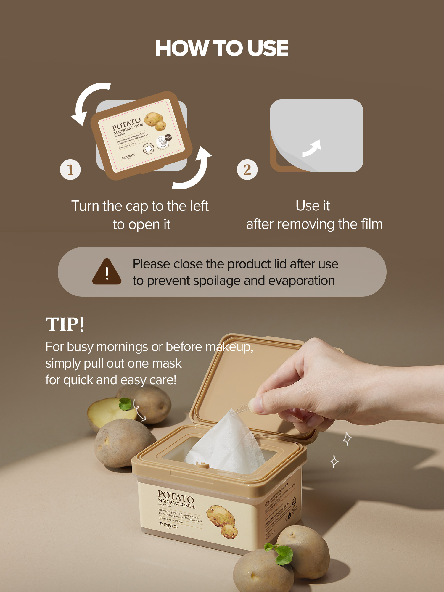 [SKINFOOD Official] Potato Madecassoside Daily Mask 30ea / Skin ...