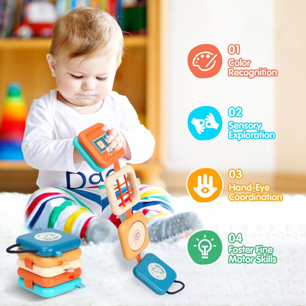 SG Baby Busy Board Montessori Toys 8 Various Learning Activities For 1 ...