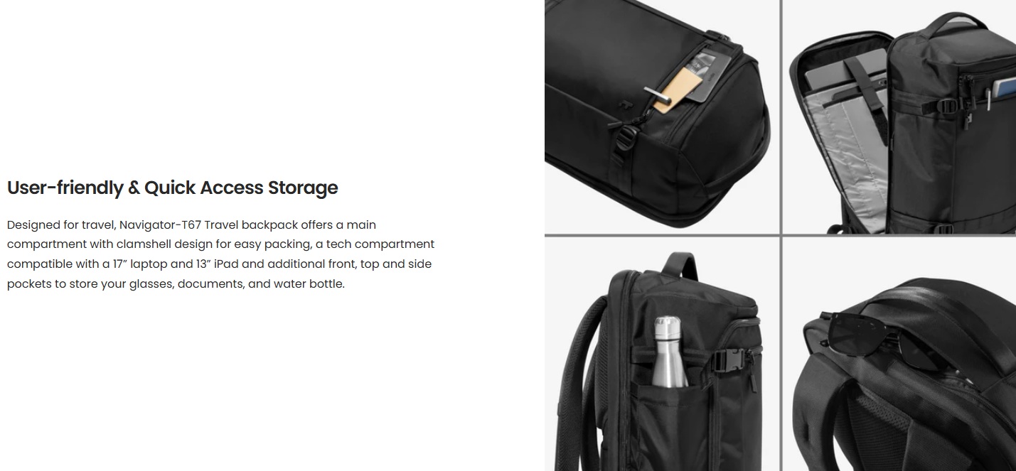 Tomtoc Navigator-T67 Travel Laptop Backpack | Laptop Bag (Black ...