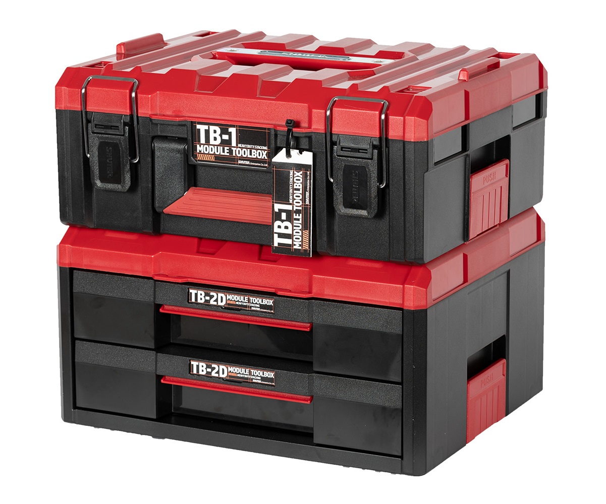 SHUTER TB-1 Tool Box Chest Storage Case Stacking Power Hand Tools One-Touch Side Latch Single ...