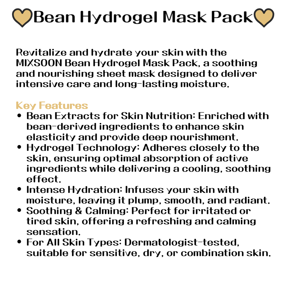 mixsoon Bean Hydrogel Mask Pack 4P/5P | Shopee Malaysia