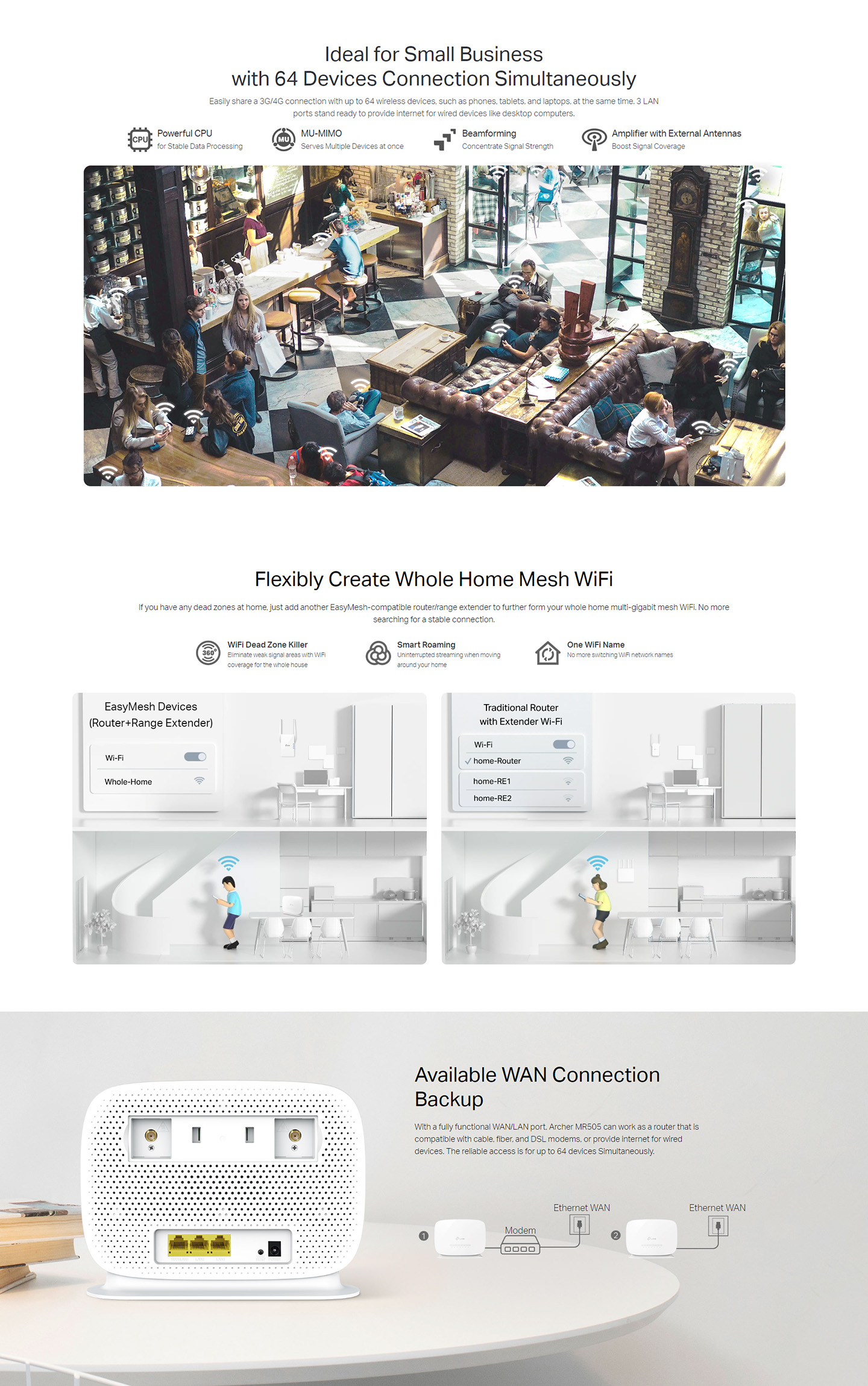 TP-Link Archer MR505 4G+ Cat6 AC1200 Wireless Dual Band Gigabit Router ...