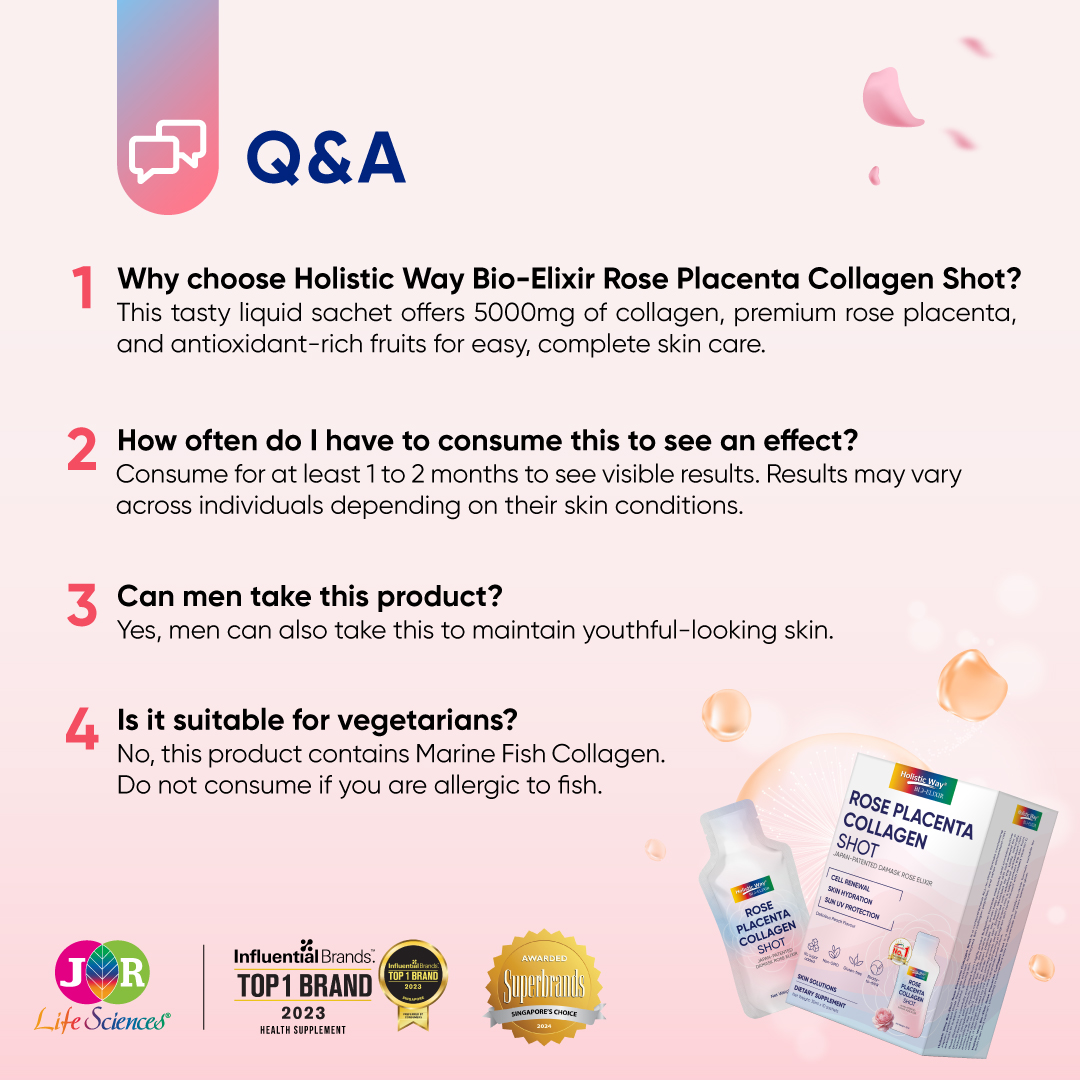 Holistic Way Bio-Elixir Rose Placenta Collagen Shot -10 Sachets x 30 ml ...
