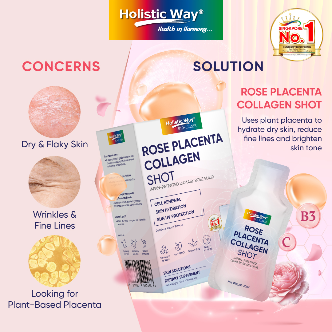 Holistic Way Bio-Elixir Rose Placenta Collagen Shot -10 Sachets x 30 ml ...