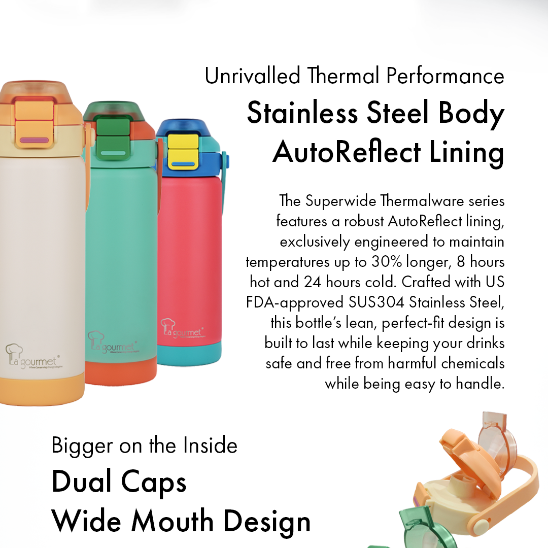 La Gourmet Superwide Wave 530ML Thermal Bottle with Handle | Shopee Malaysia