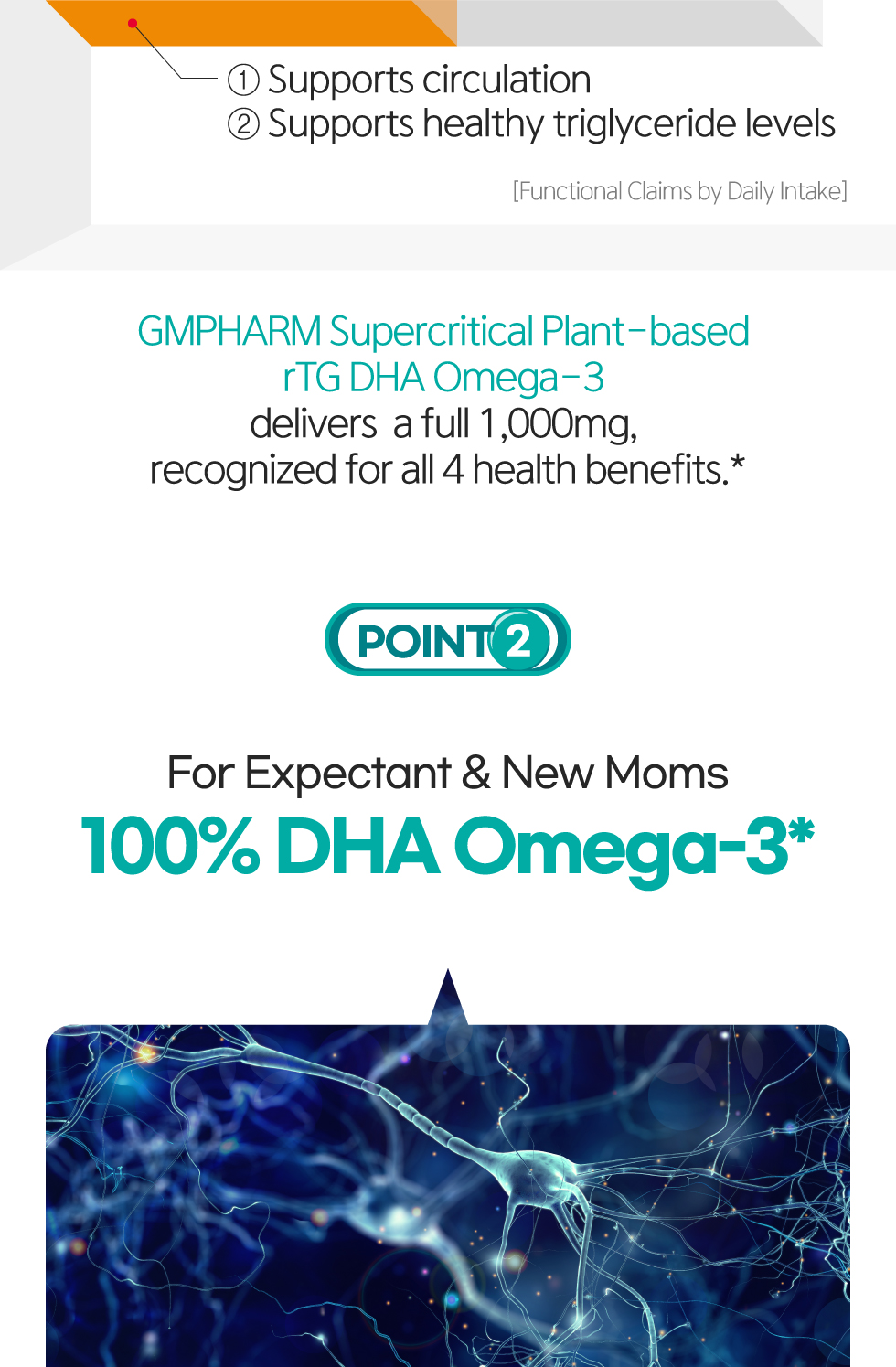 GMPHARM Supercritical Plant-Based rTG DHA Omega-3 1000mg Vegan Capsules ...