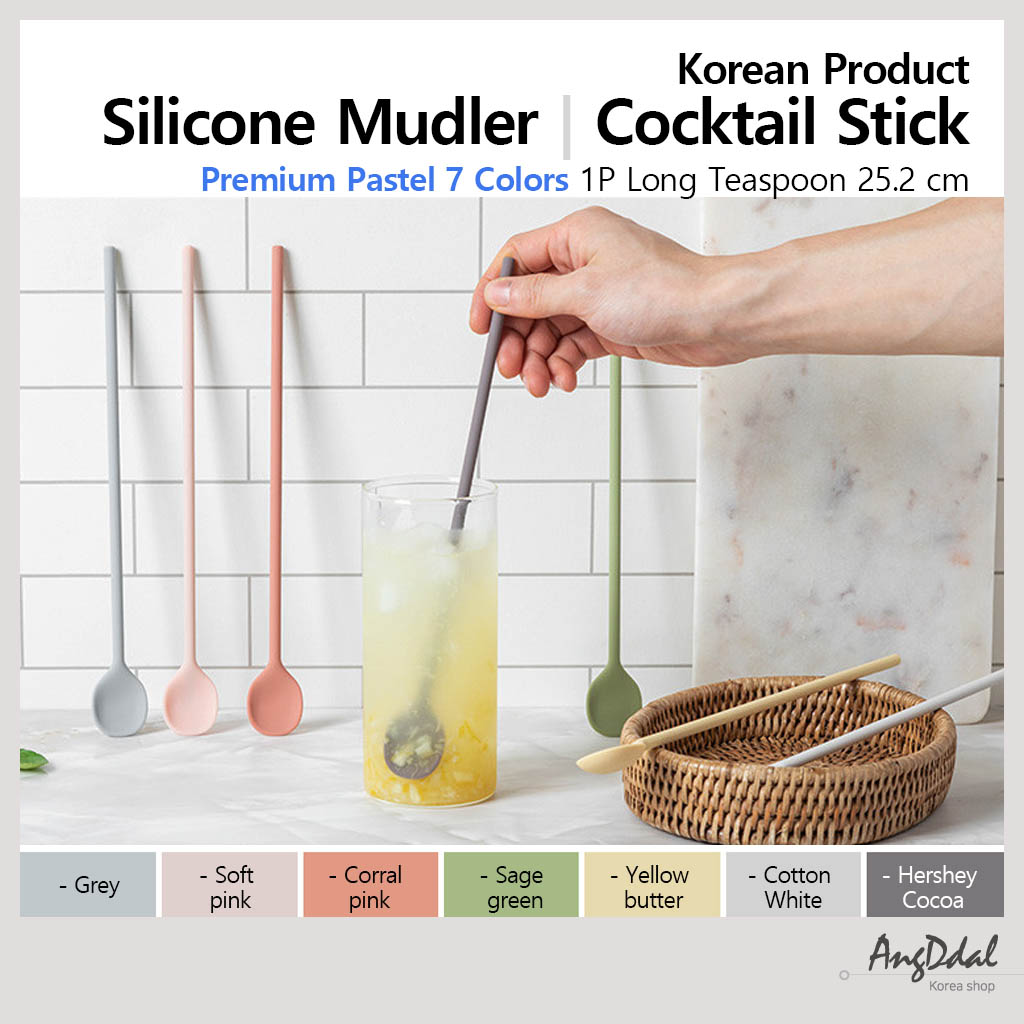 [Korean Product] Premium Pastel Silicone Mudler 7 colors / 1P Long ...