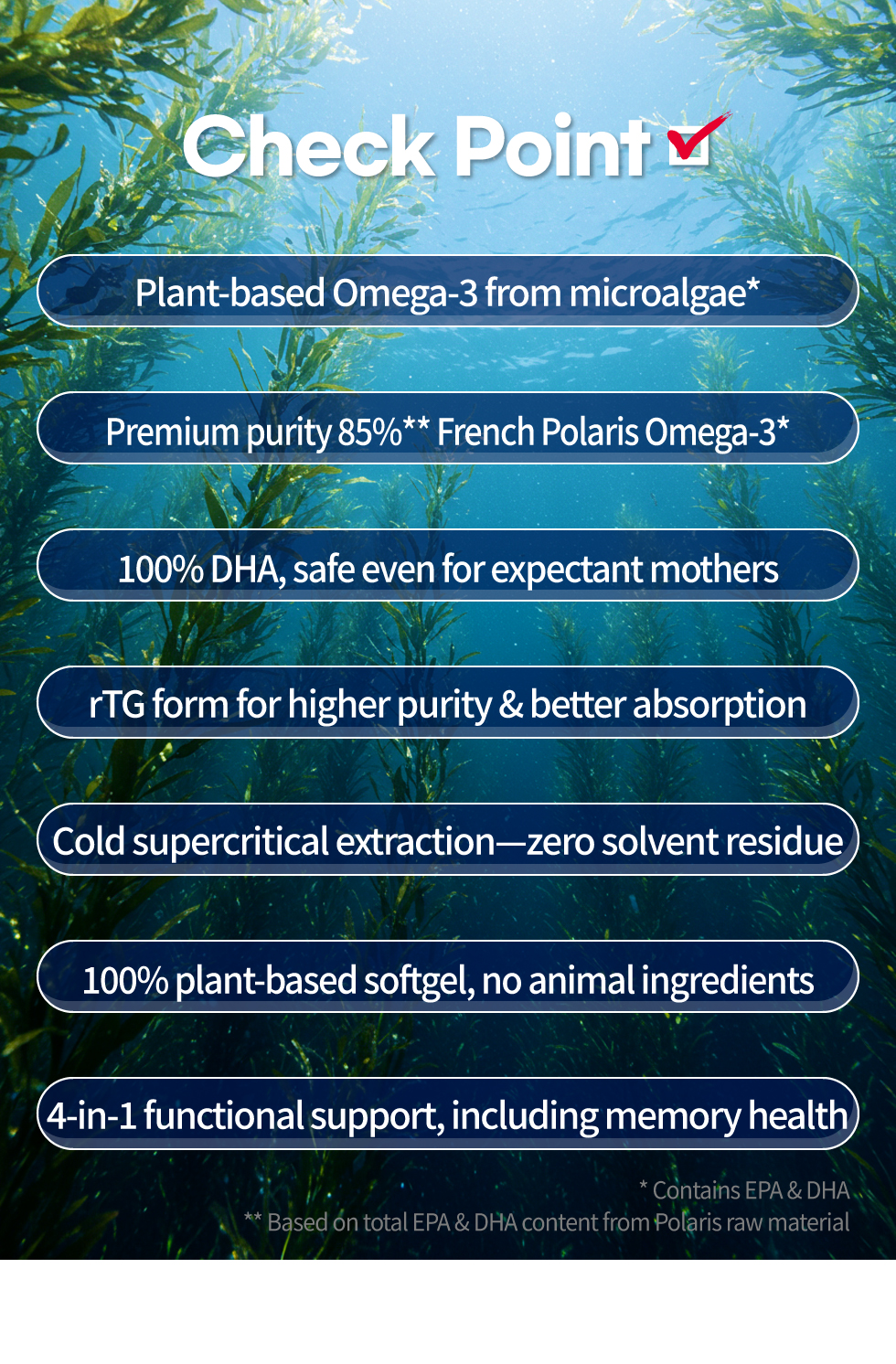 GMPHARM Supercritical Plant-Based rTG DHA Omega-3 1000mg Vegan Capsules ...