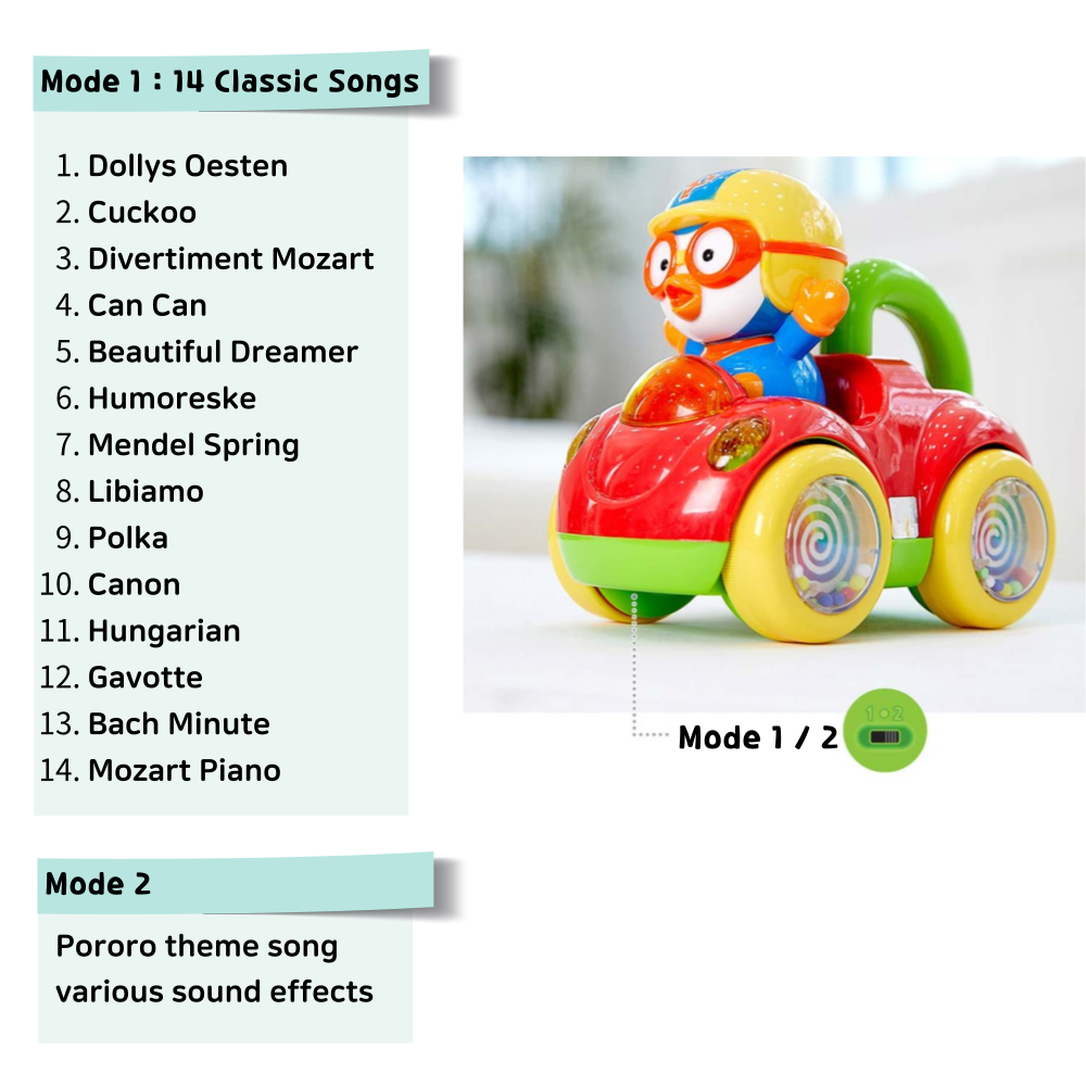 Pororo Music Box Car Classic Songs Kids Toy Kids Car Christmas Gift ...