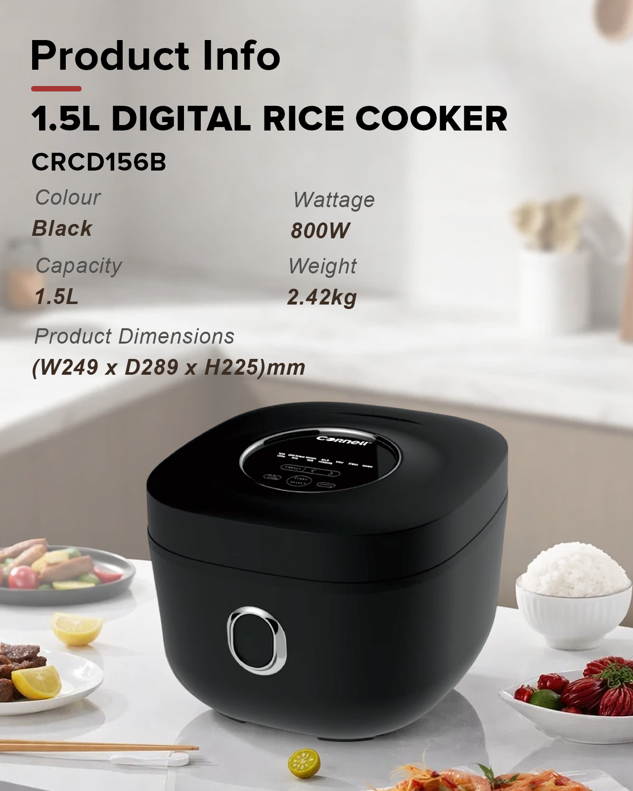 Cornell 1.5L Digital Rice Cooker, Low Sugar Rice Cooker | Shopee Malaysia