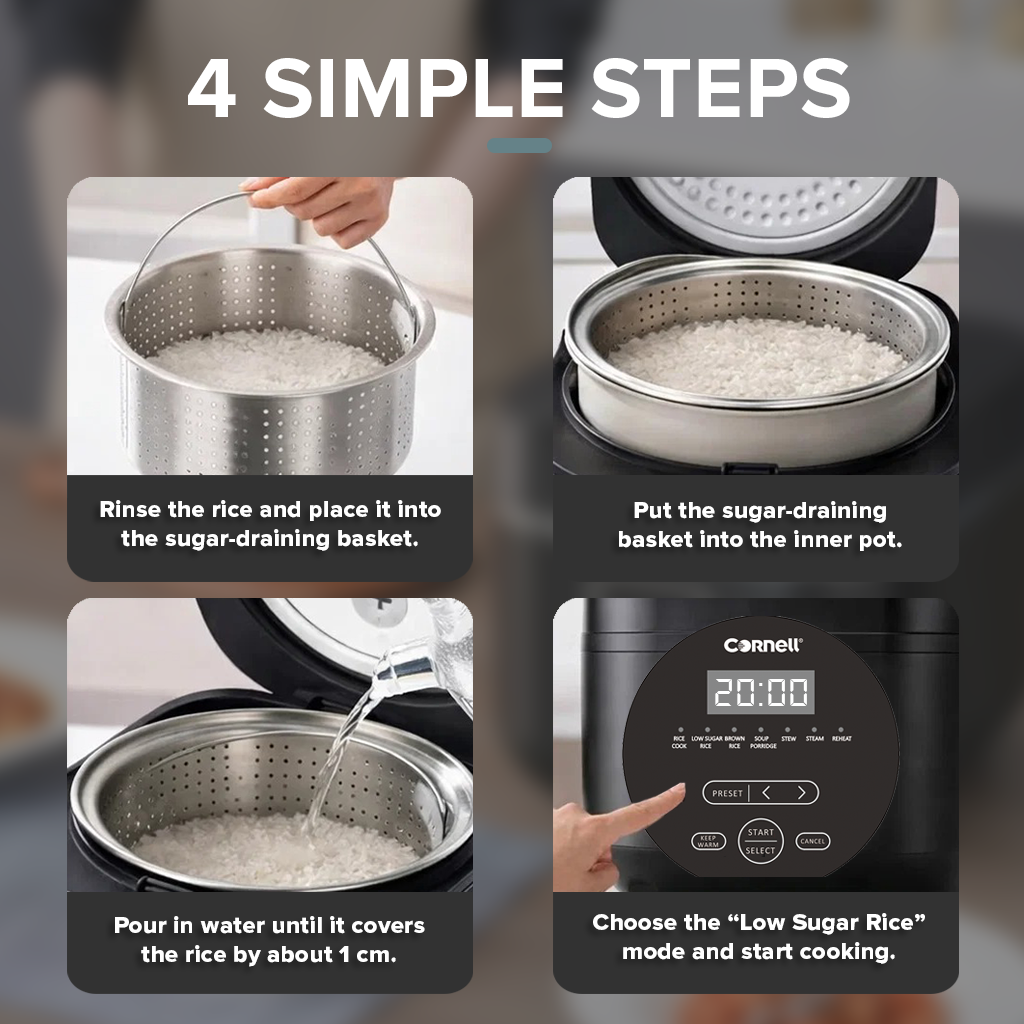 Cornell 1.5L Digital Rice Cooker, Low Sugar Rice Cooker | Shopee Malaysia